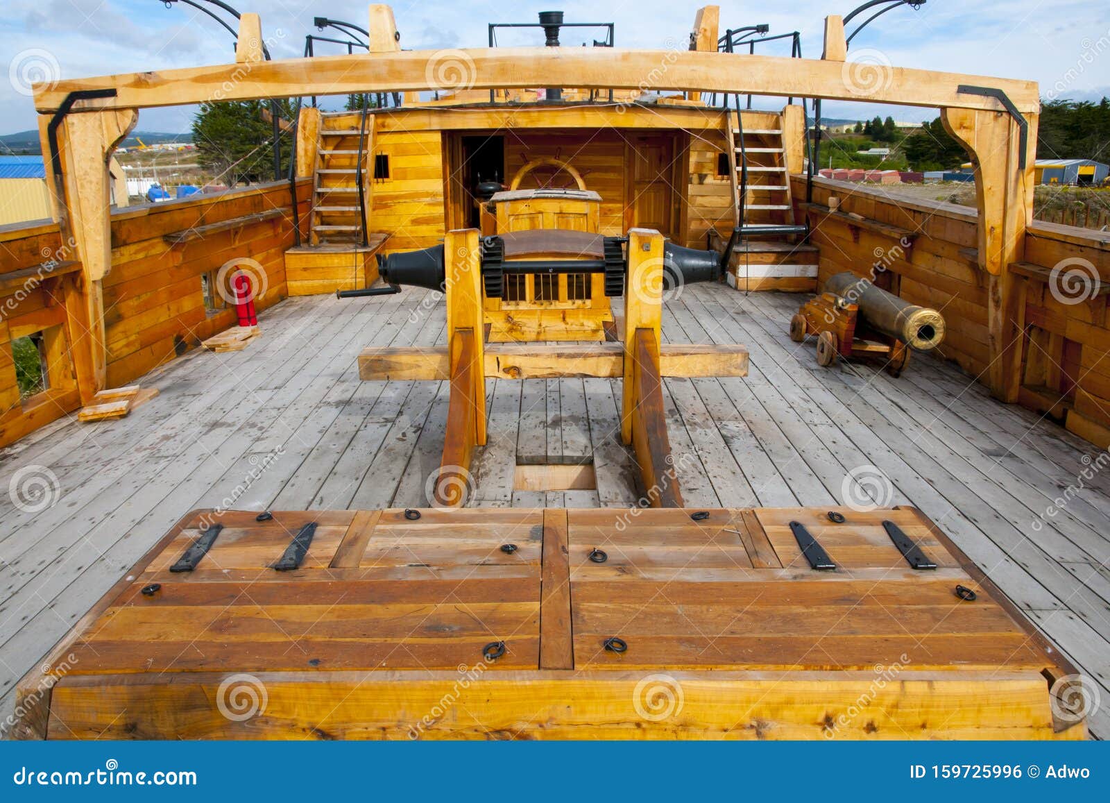 Old Wooden Ship stock photo. Image of helm, boat, antique - 159725996