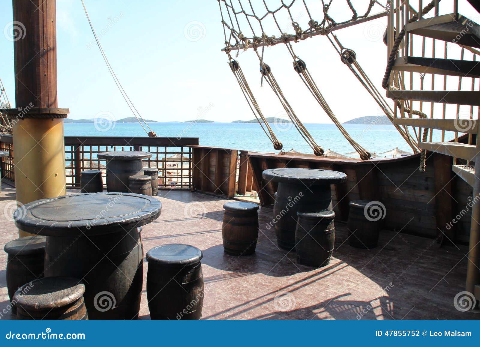 The deck of a pirate ship stock photo. Image of sails - 47855752