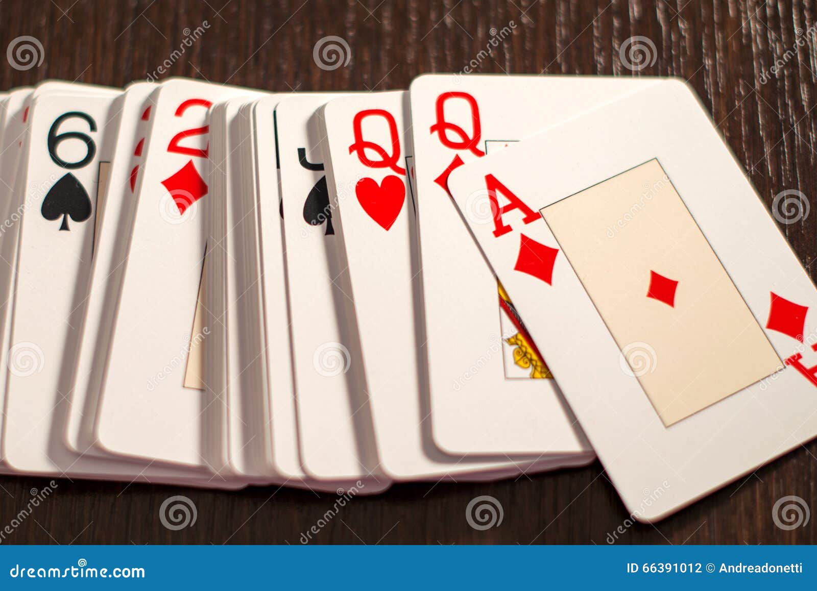 Deck of Playing Card Spread Out on a Table Stock Photo - Image of cards ...
