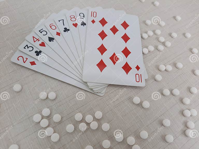 Deck of Playing Card with Tablets Stock Photo - Image of danger, drug ...