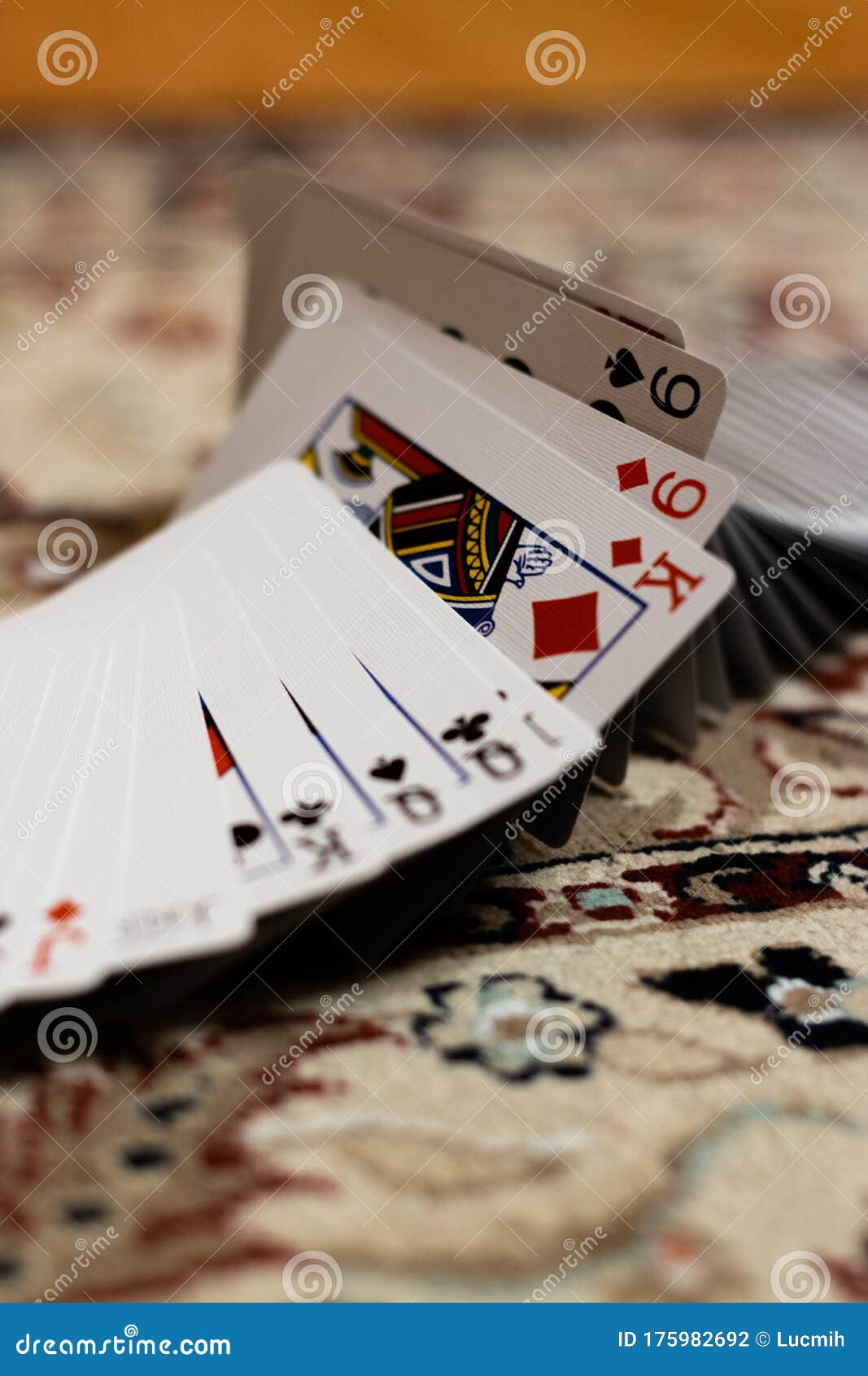 A Deck of Playing Cards Arranged Like If Doing a Ribbon Spread Stock ...