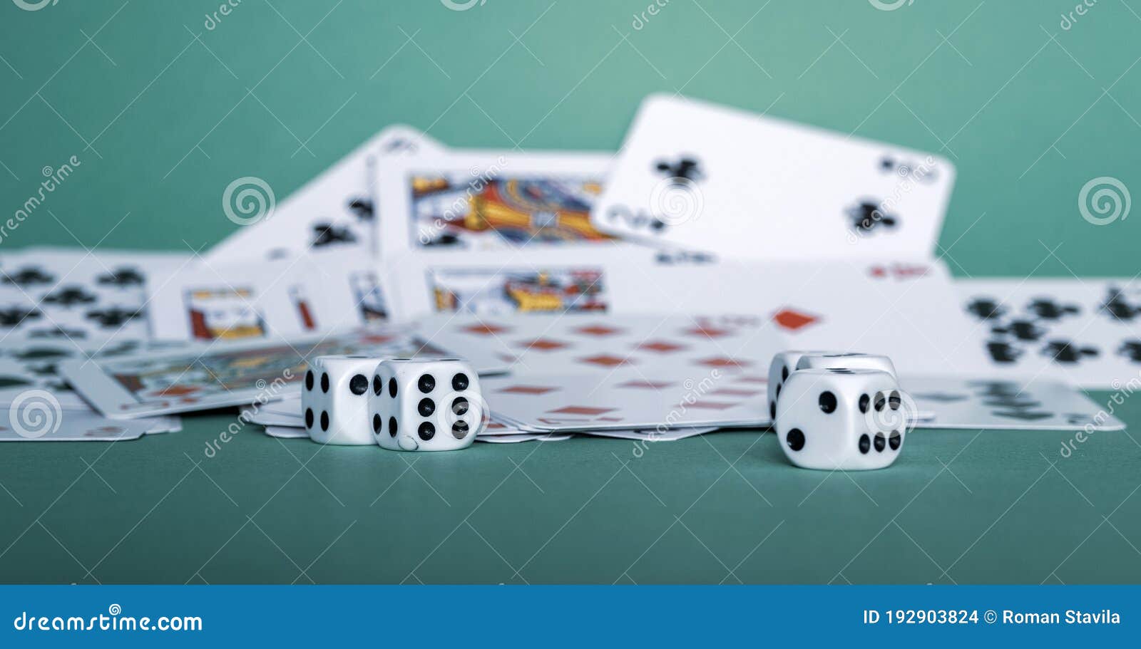 A Deck of Playing Cards and Dice Stock Photo - Image of winner, jackpot ...