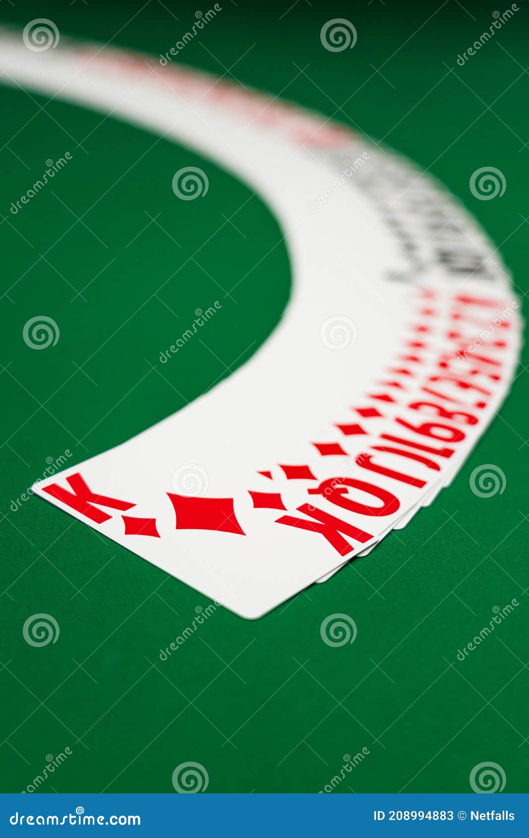 Deck of Playing Cards Spread Out on the Felt Stock Image - Image of ...