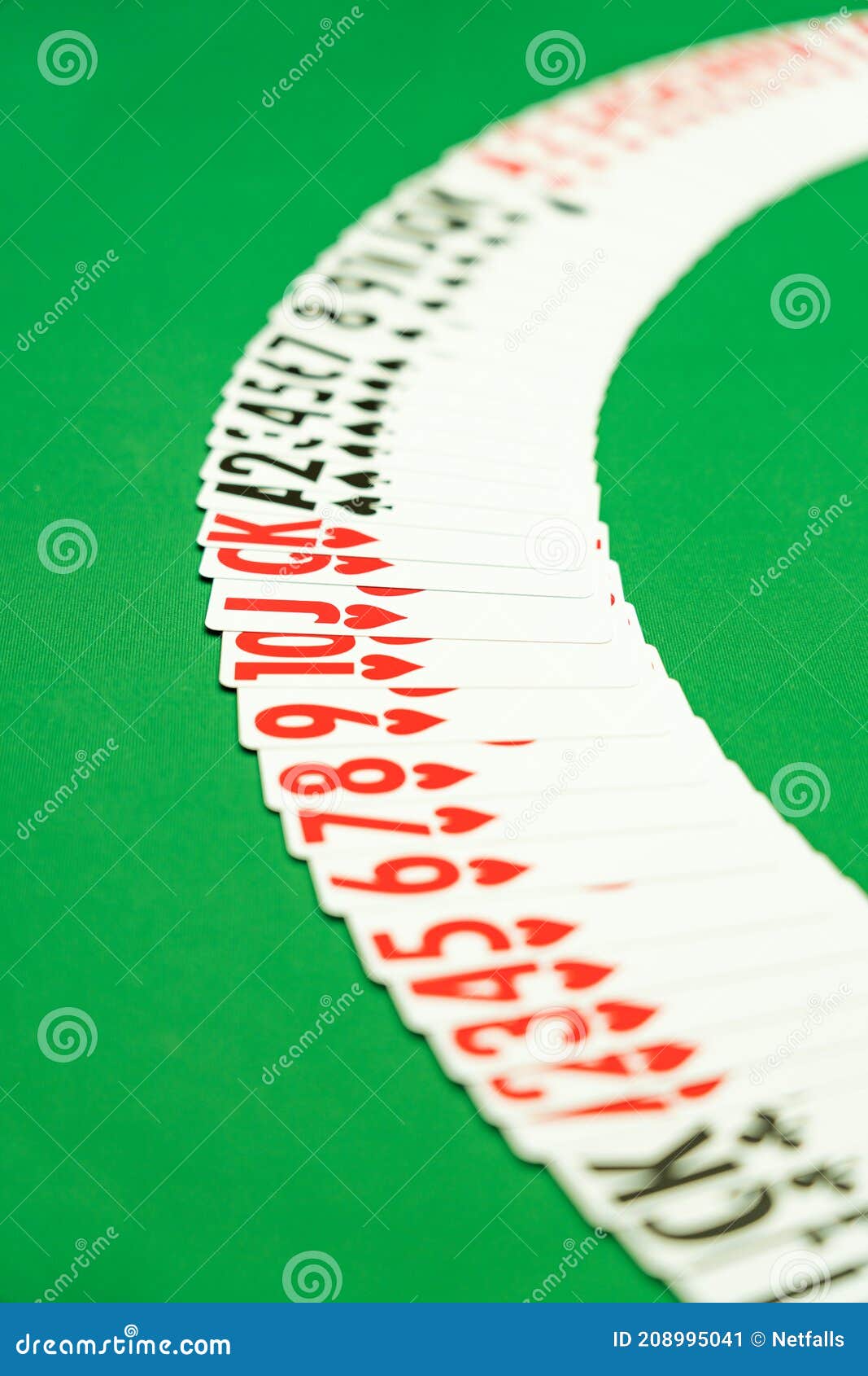 Deck of Playing Cards Spread Out on the Felt Stock Image - Image of ...
