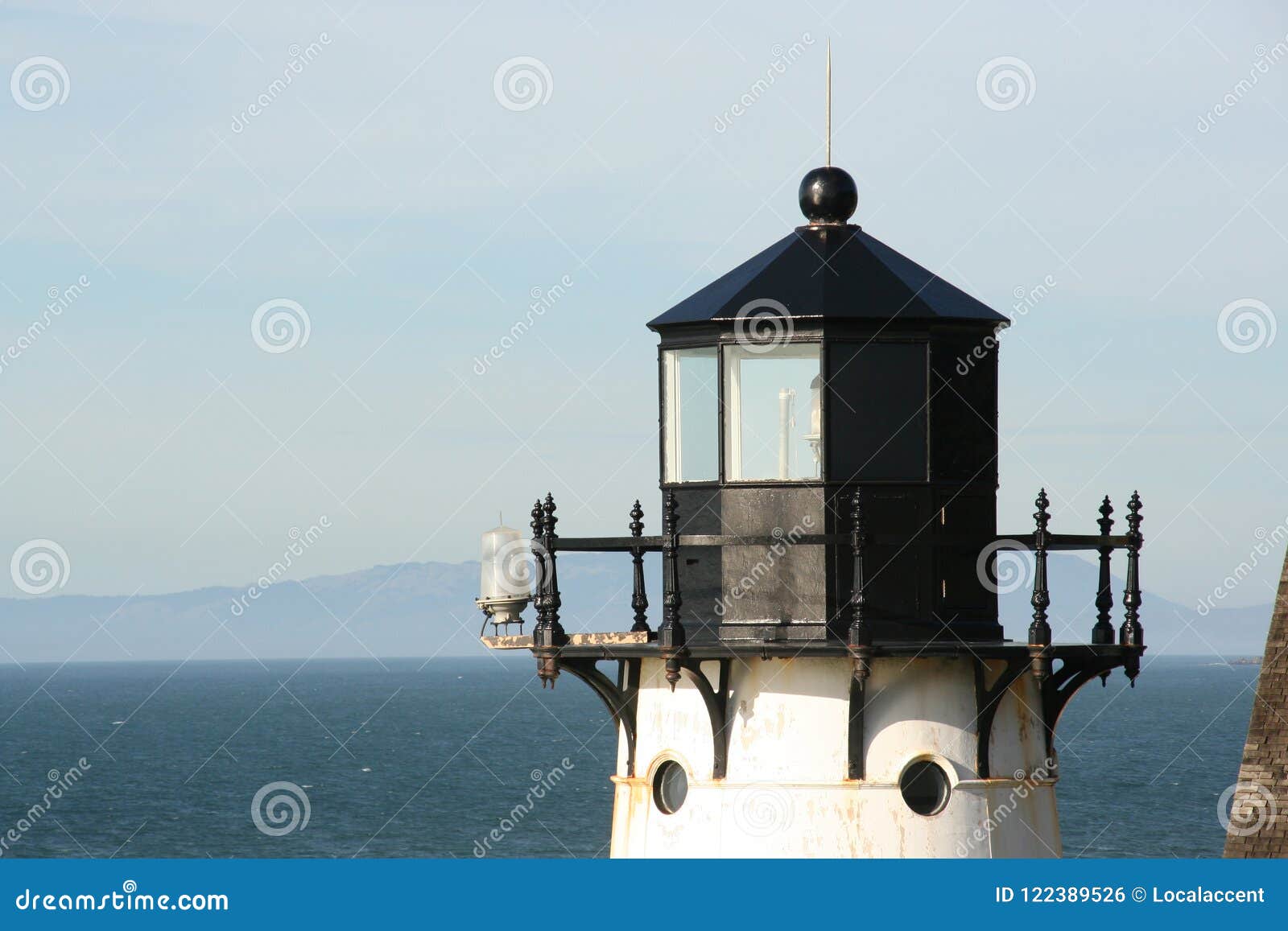Deck of the Point Montara Lighthouse, Montara, CA. Stock Photo - Image ...