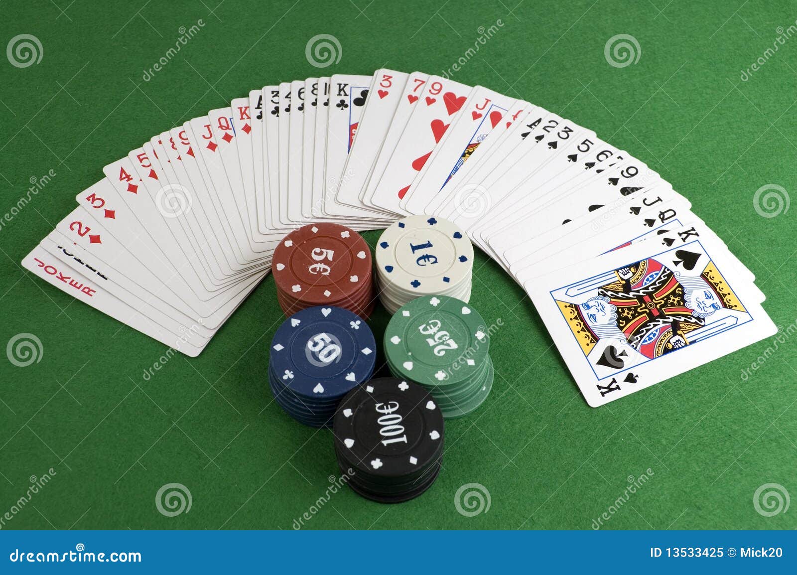 Deck of poker and tokens stock image. Image of blackjack - 13533425