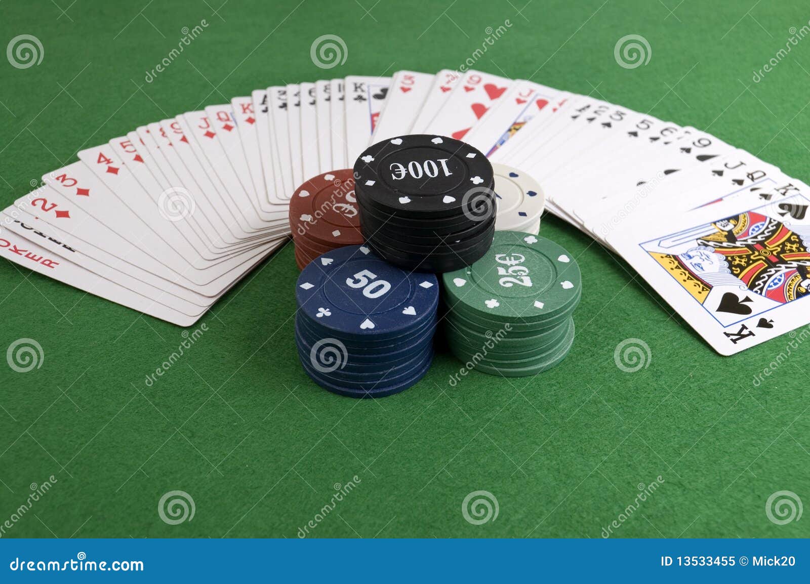 Deck of poker and tokens stock image. Image of gambling - 13533455