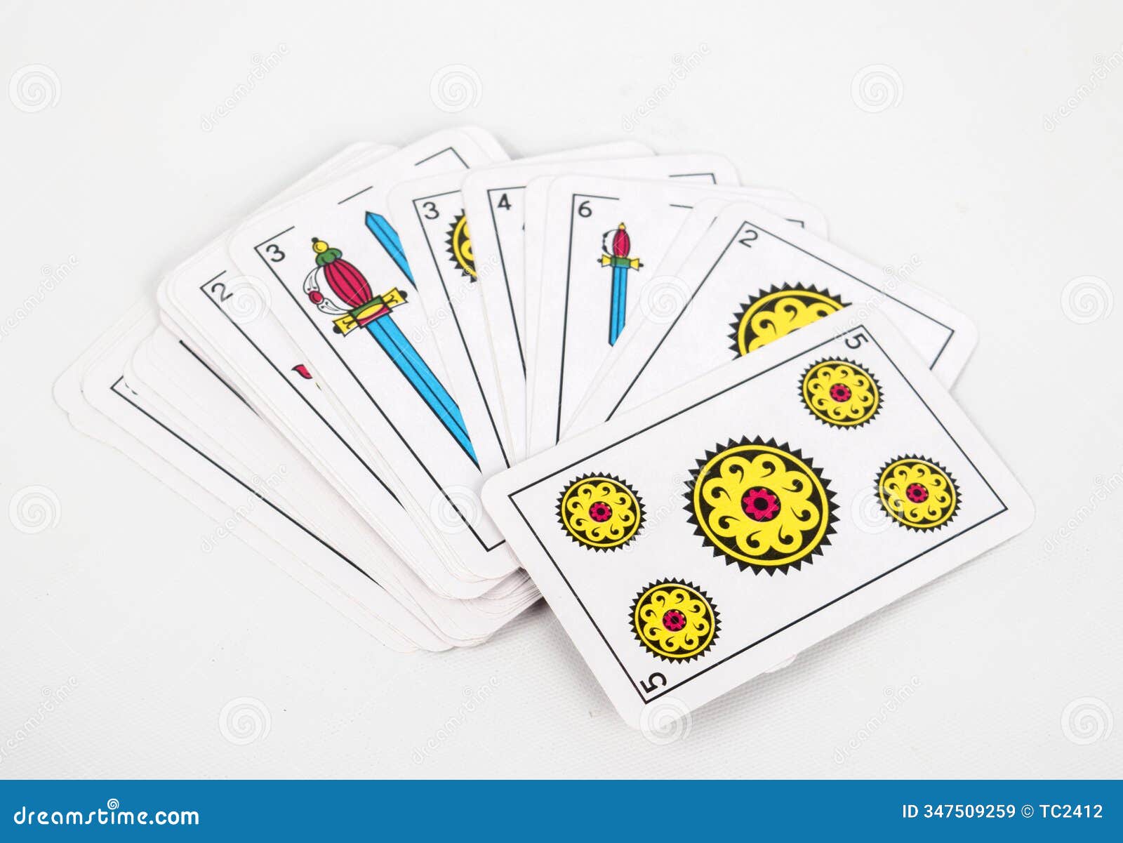 Deck of Spanish Cards on White Background Stock Image - Image of symbol ...