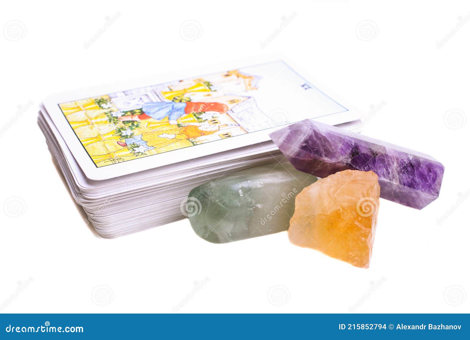 Deck of Tarot Cards and Mineral Stones Stock Photo - Image of ...
