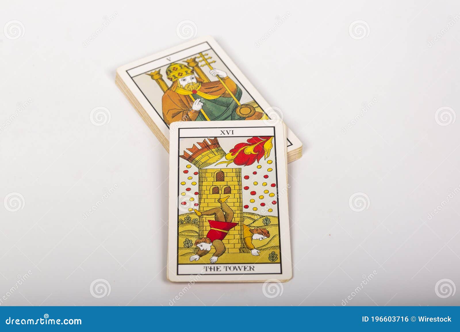 Deck of Tarot Cards on a Table Stock Photo - Image of scattered ...