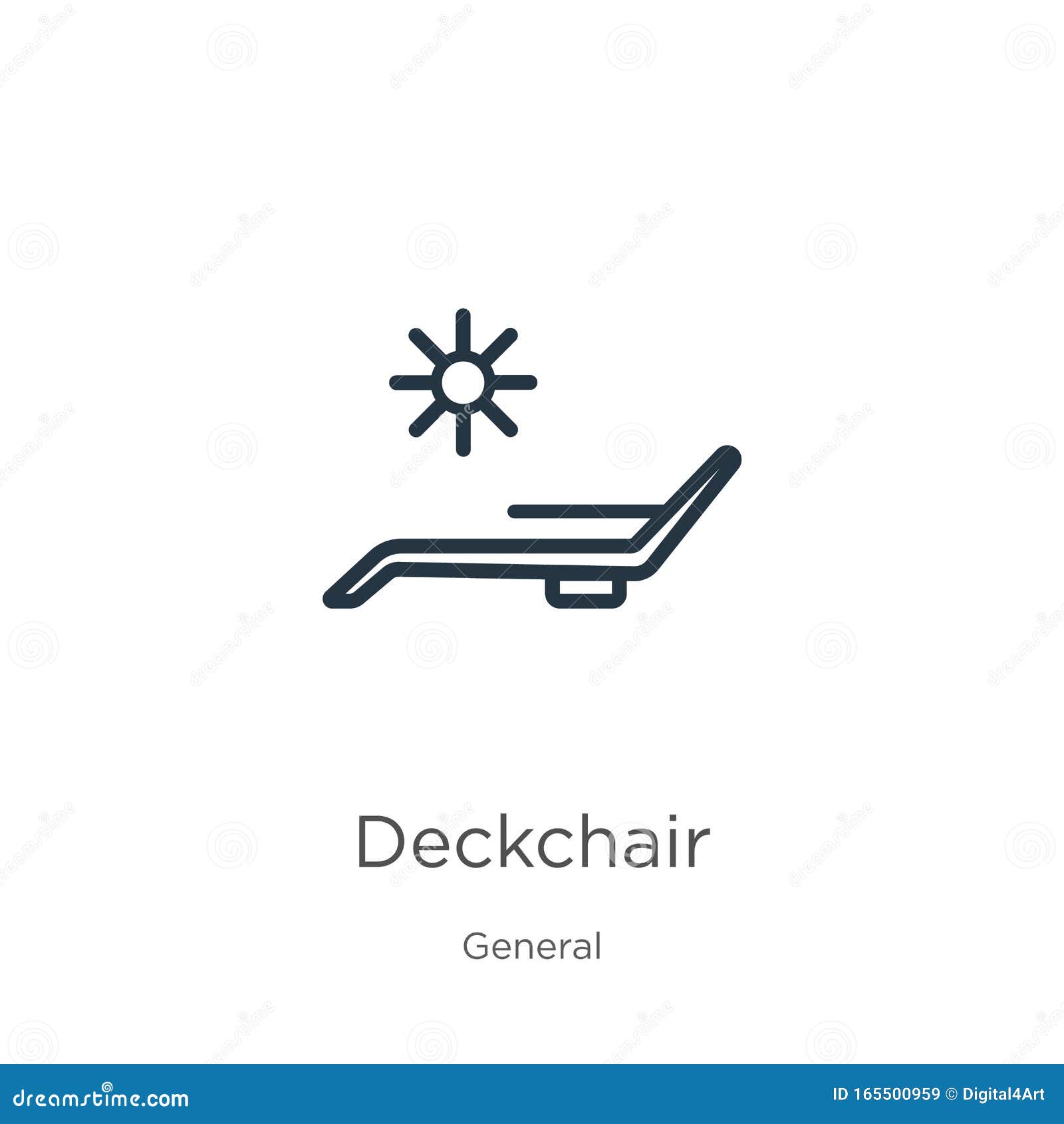 Deckchair Outline Drawing. Deck Chair Sketch. Summer Holiday Beach ...
