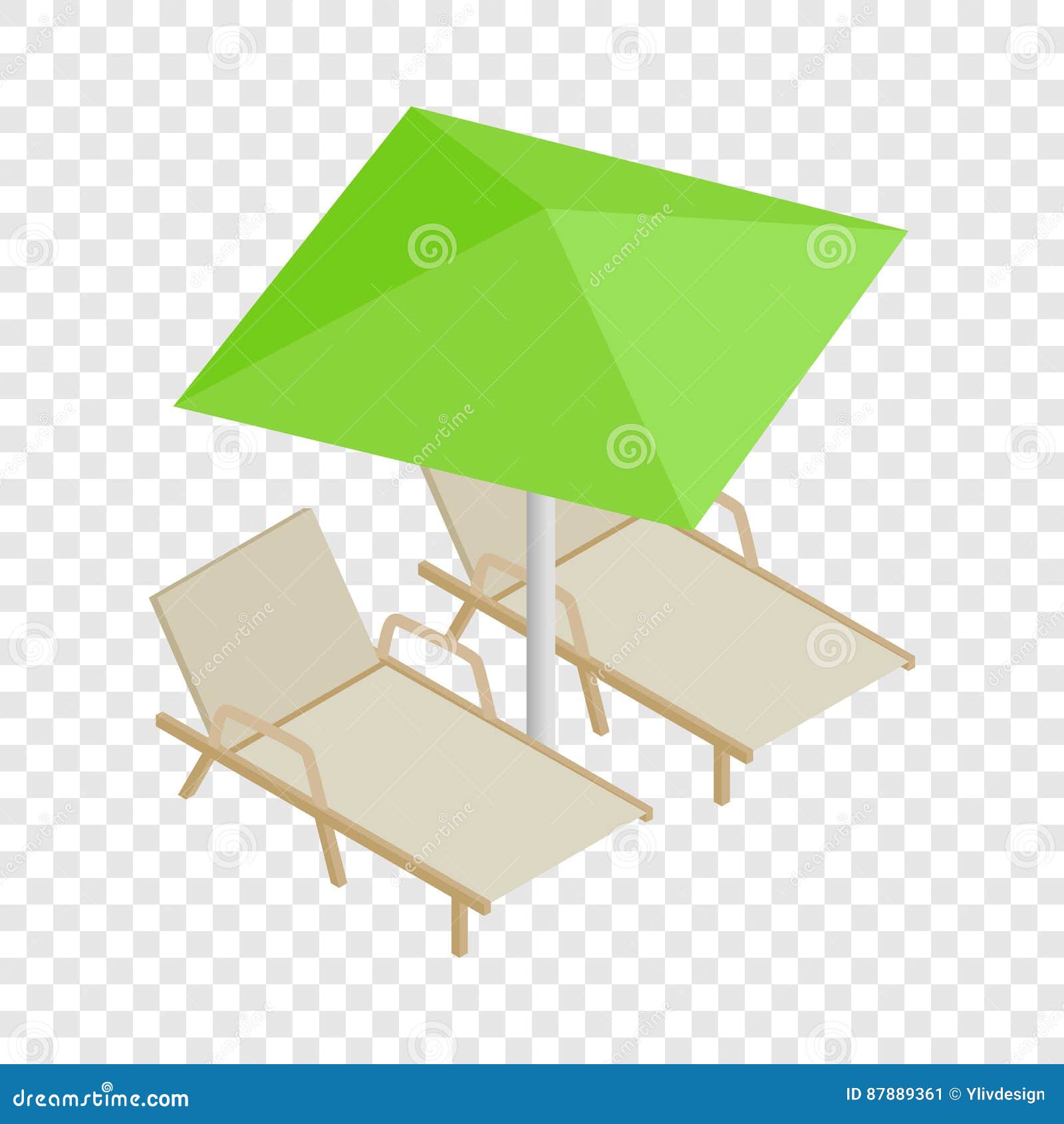 Deckchair and Parasol Isometric Icon Stock Vector - Illustration of ...