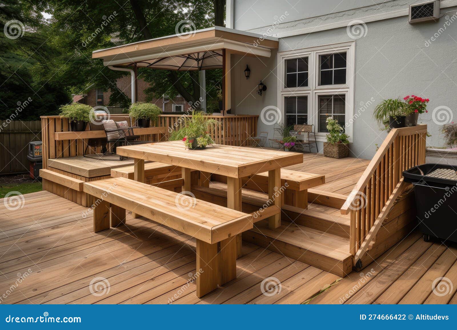 Decks with Built-in Benches and Shaded Areas for Comfortable Gatherings ...