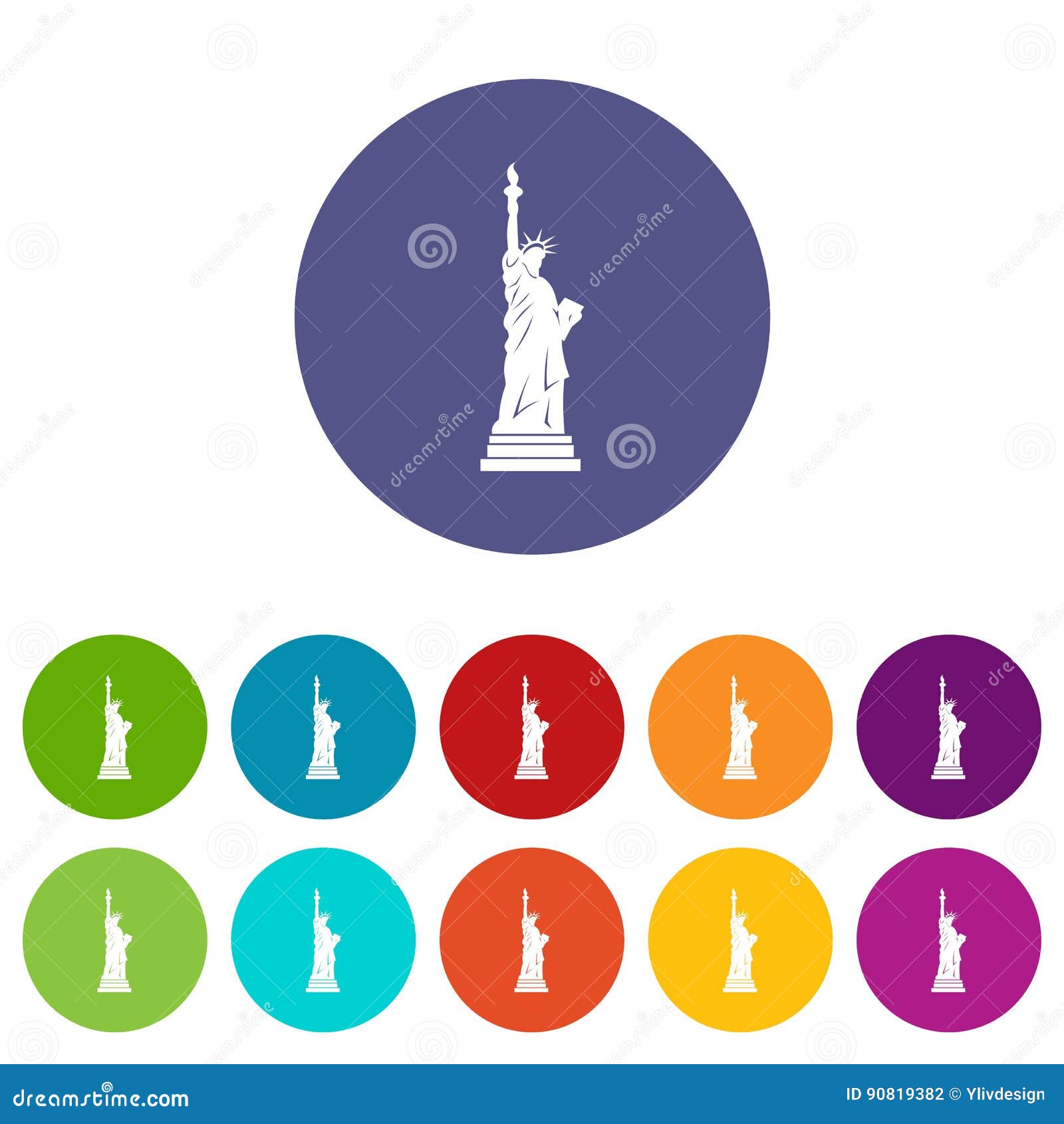 Declaration of Independence Icons Set Flat Vector Stock Vector ...