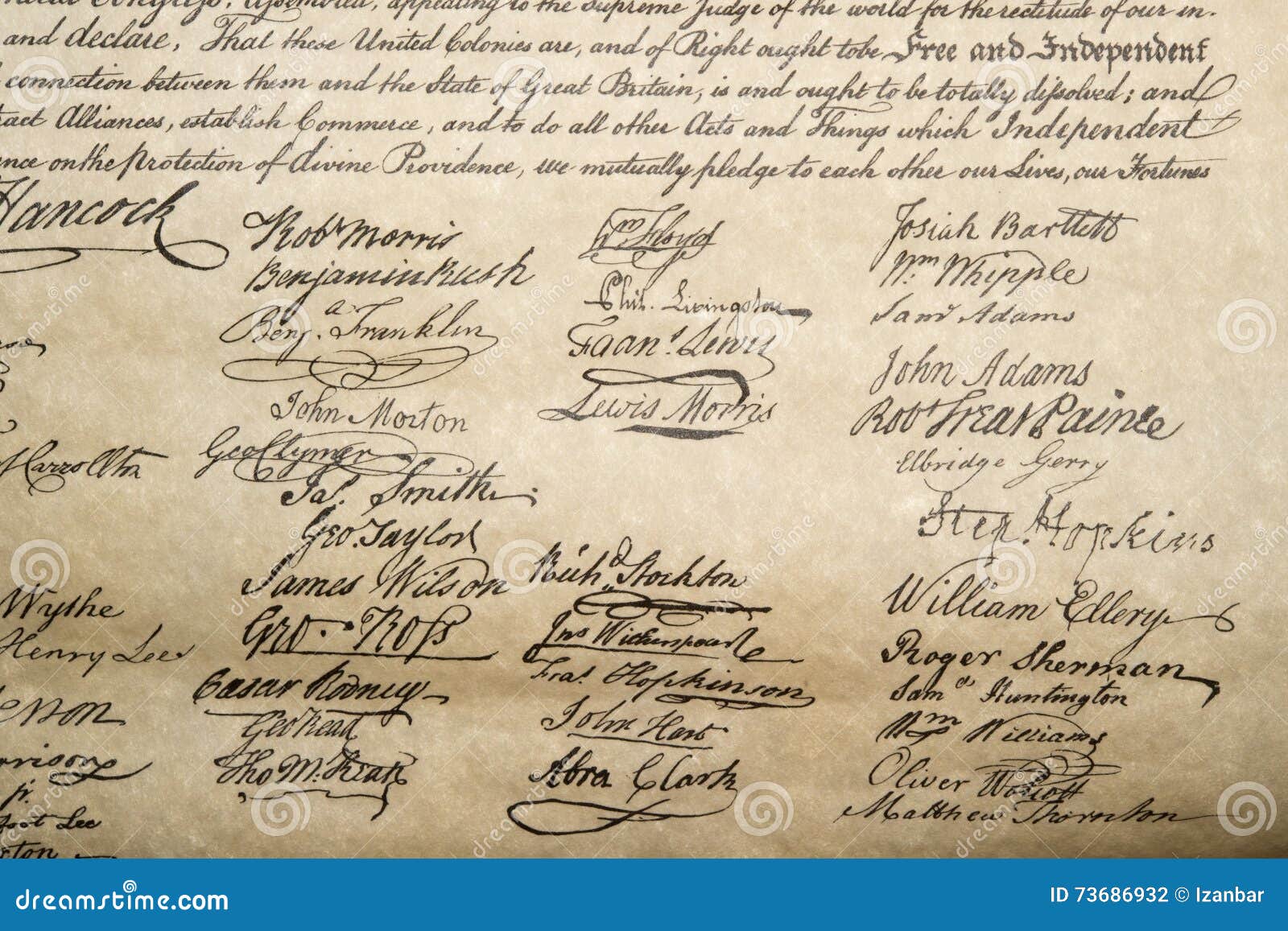 Declaration of Independence 4th July 1776 Close Up Stock Photo - Image ...
