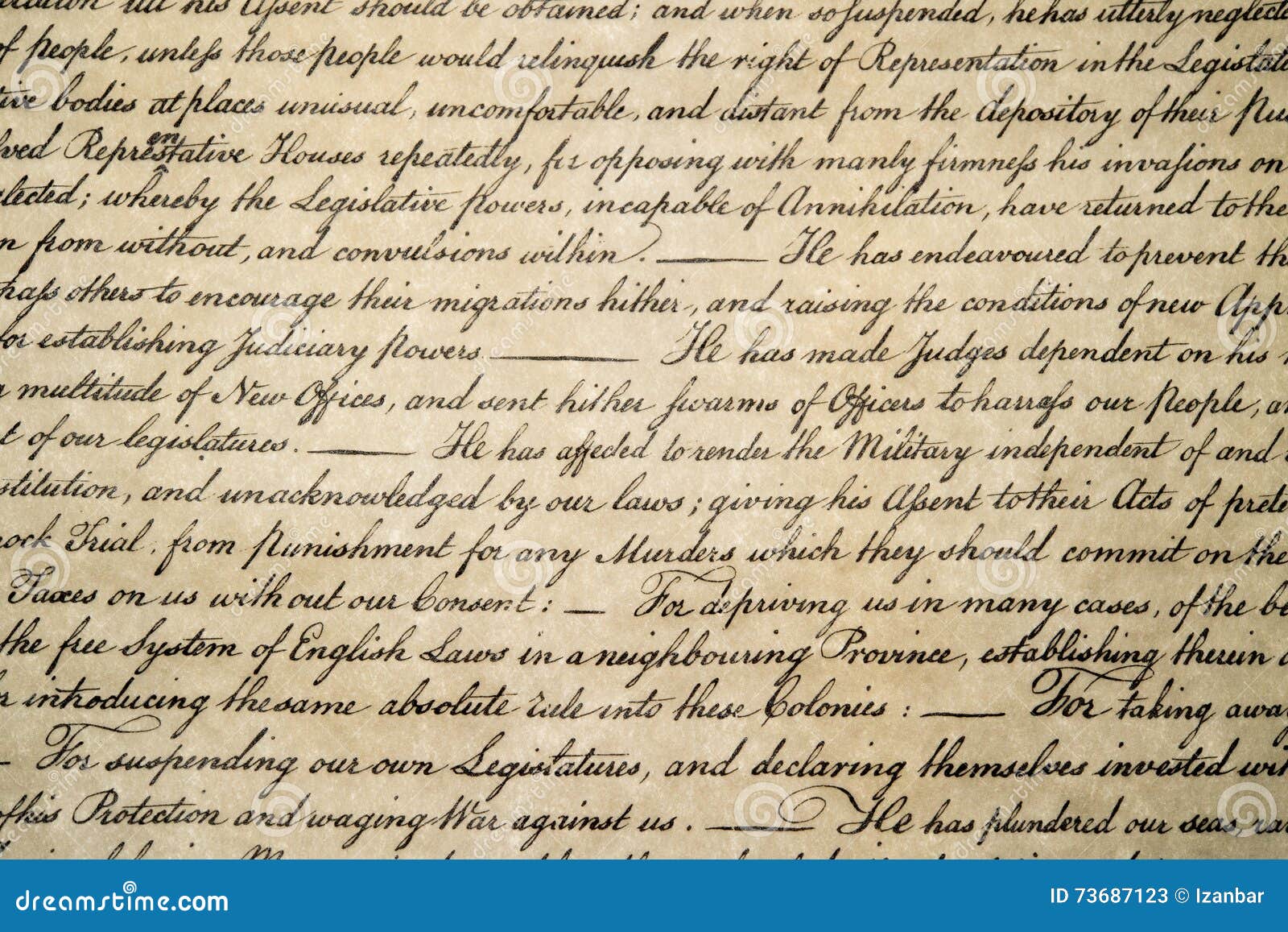 Declaration of Independence 4th July 1776 Close Up Stock Image - Image ...