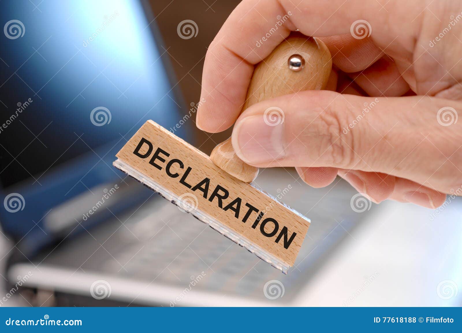 Declaration Printed on Rubber Stamp Stock Photo - Image of printed ...