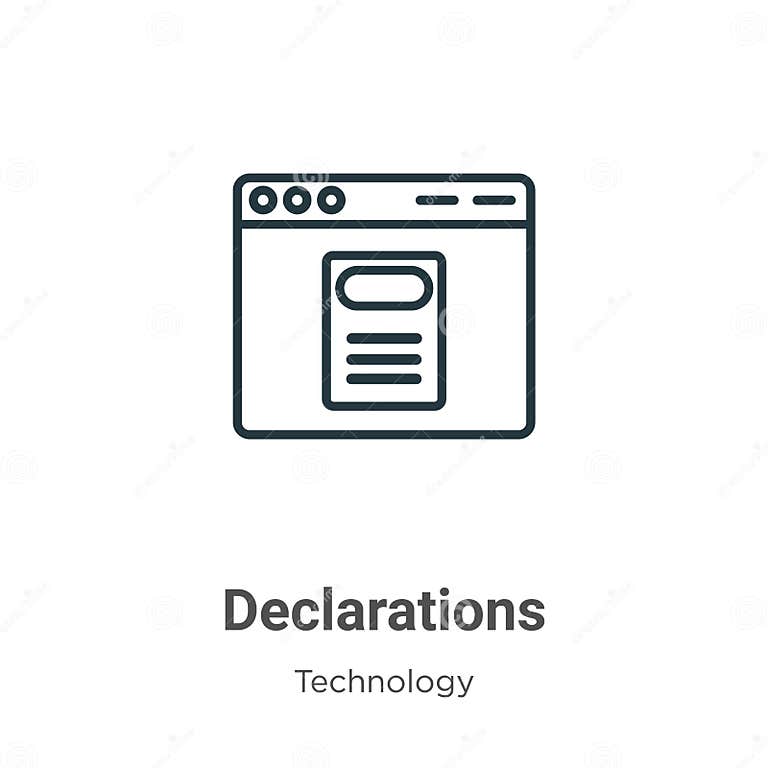 Declarations Outline Vector Icon. Thin Line Black Declarations Icon ...