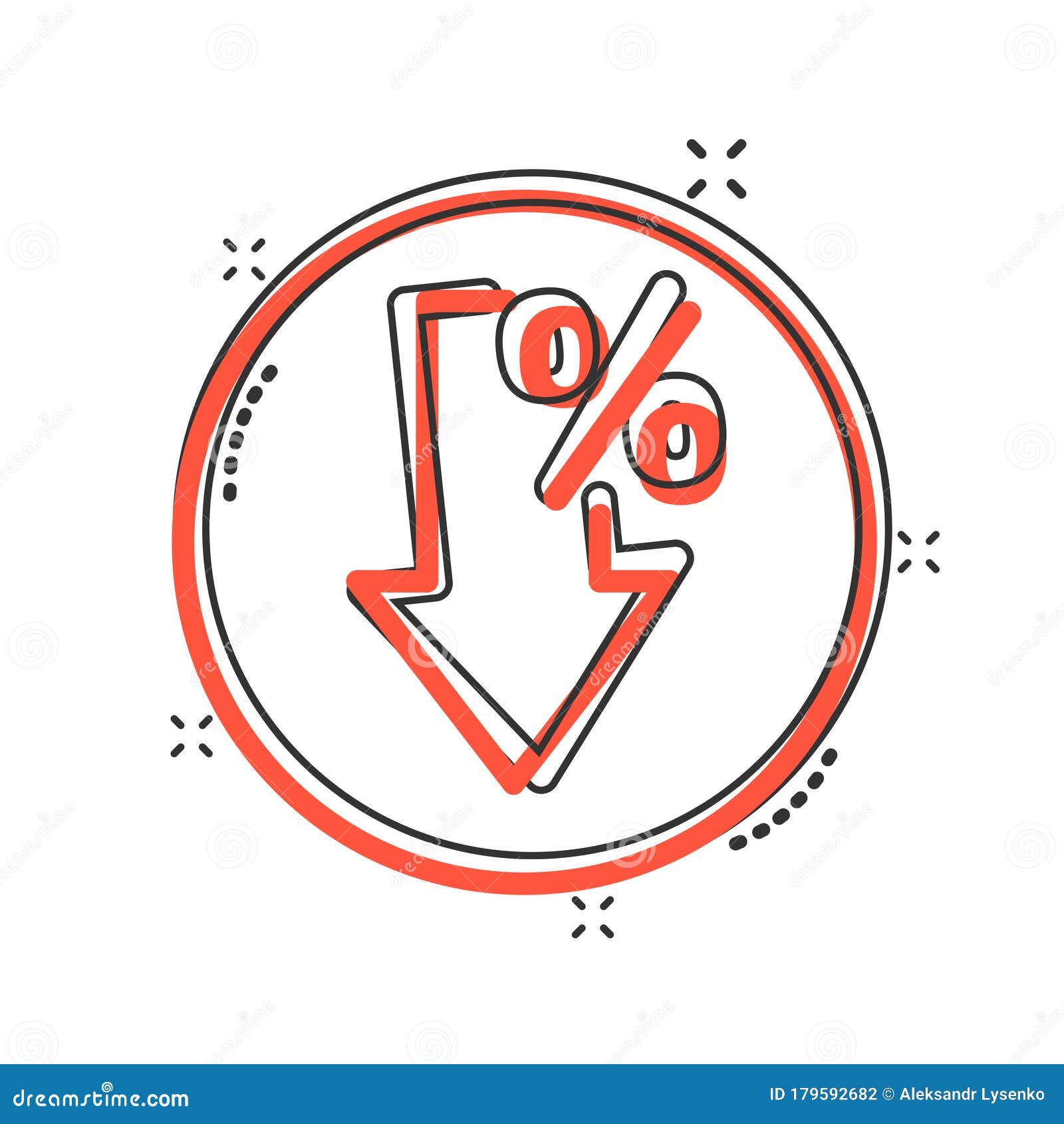 Decline Arrow Icon in Comic Style. Decrease Cartoon Vector Illustration ...