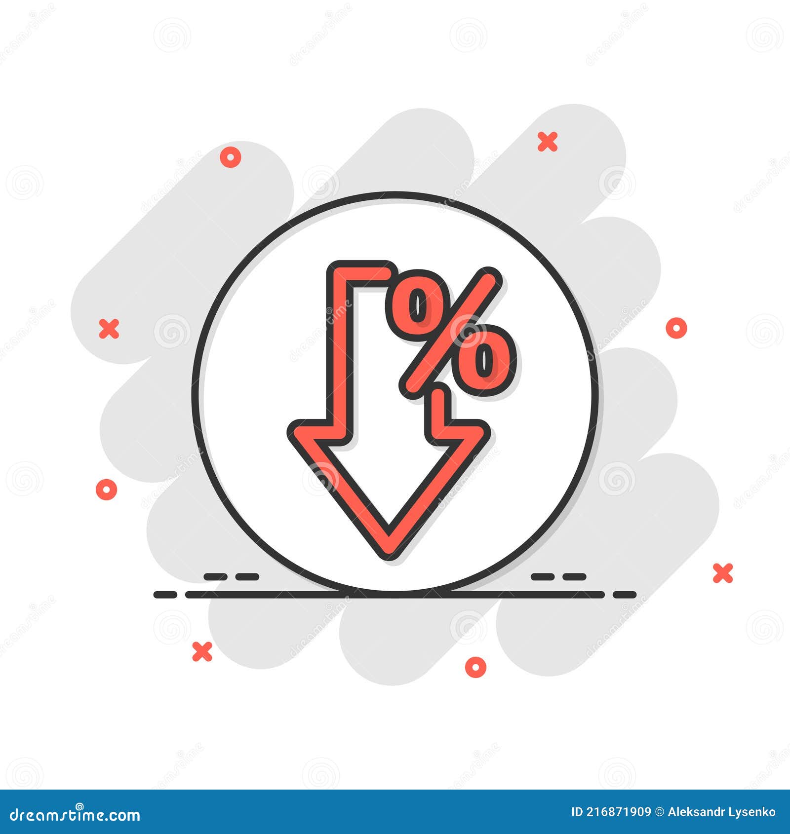 Decline Arrow Icon in Comic Style. Decrease Cartoon Vector Illustration ...