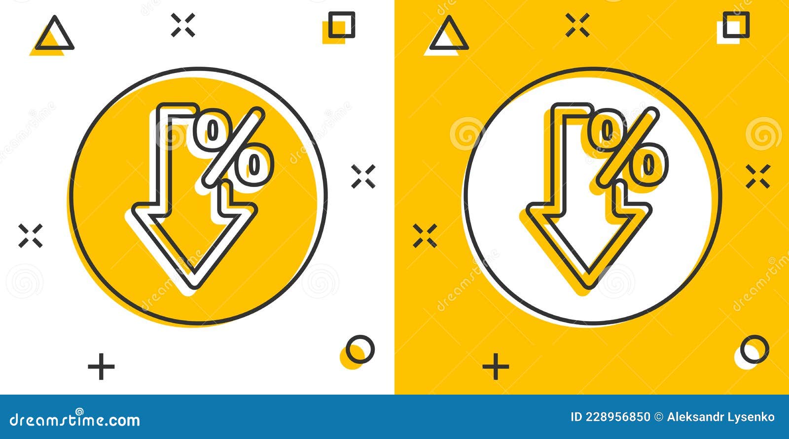 Decline Arrow Icon In Comic Style. Decrease Cartoon Vector Illustration On White Isolated ...