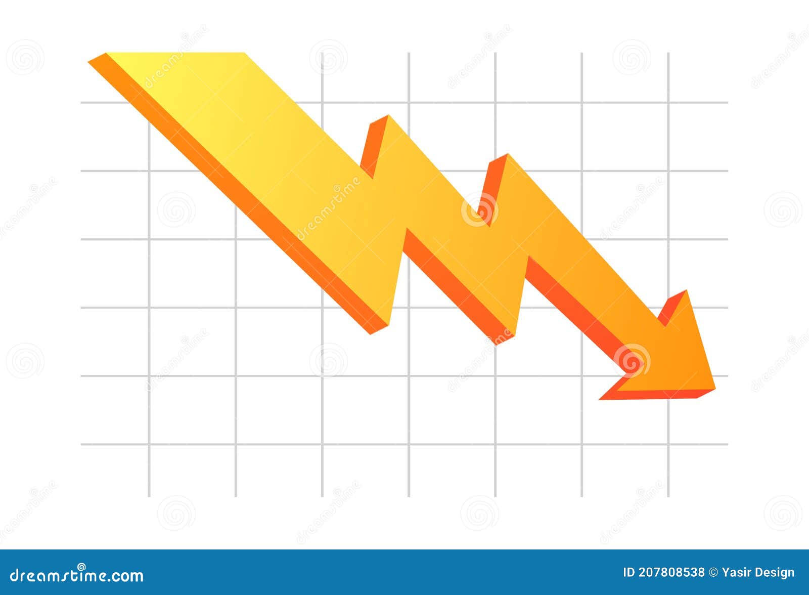 Decline Arrow Icon In Comic Style. Decrease Cartoon Vector Illustration On White Isolated ...