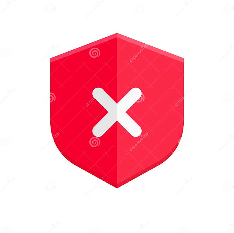 Decline or Cancel Red Shield Icon. User Interface Design. Stock Vector ...