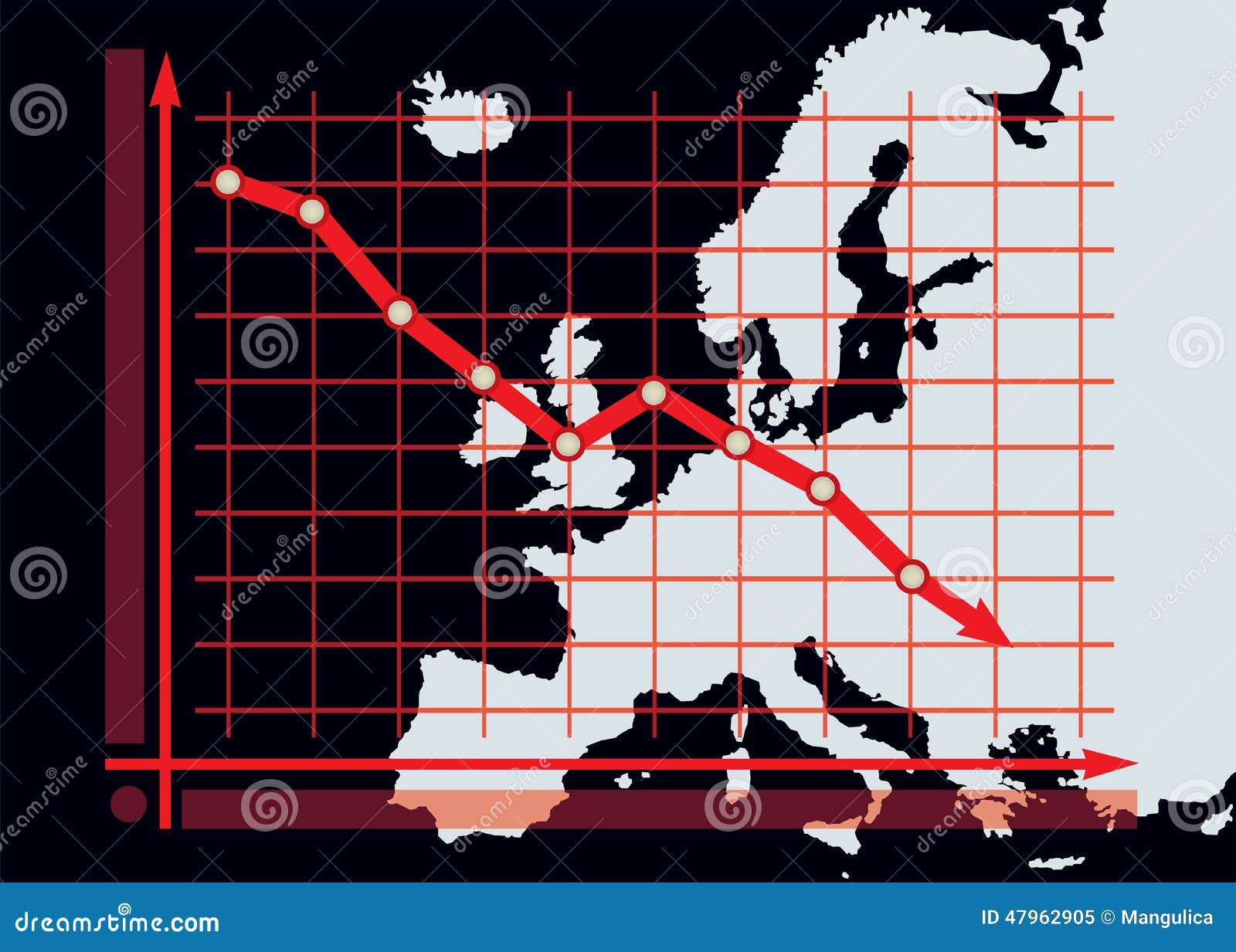 Decline Chart, Falling Business Concept Vector Illustration. Global ...