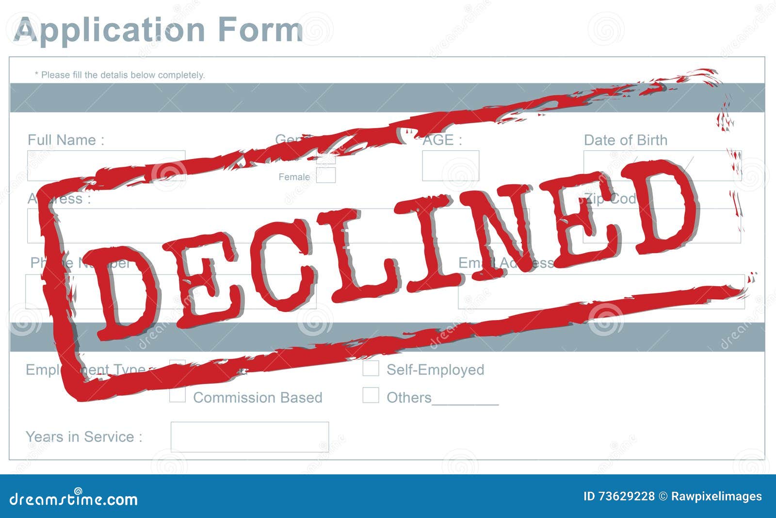 Decline Declined Reject Rejection Refusal Concept Stock Illustration ...