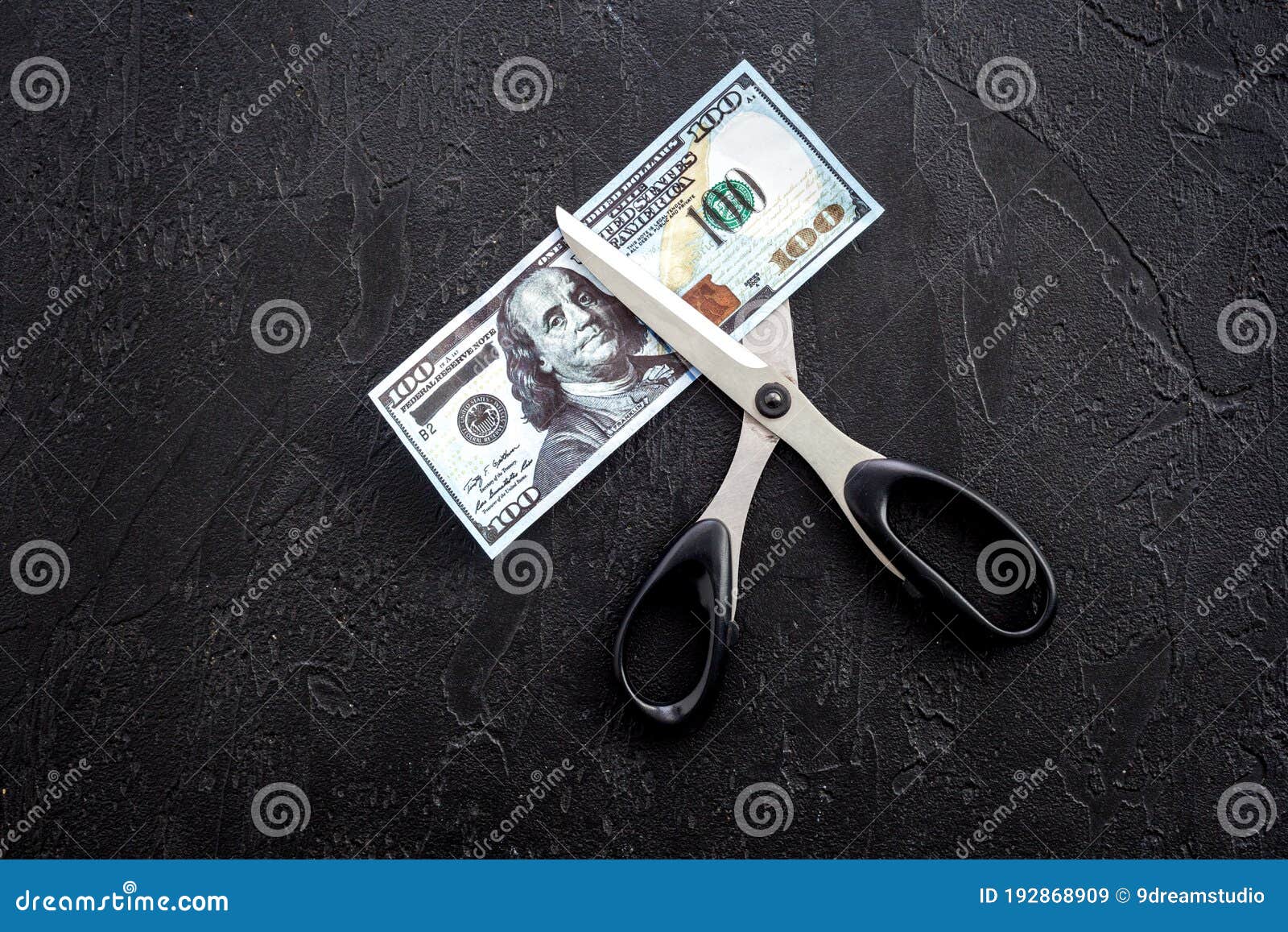 Decline of Dollar Exchange Rate. Scissors Cut Dollars Banknote Stock ...