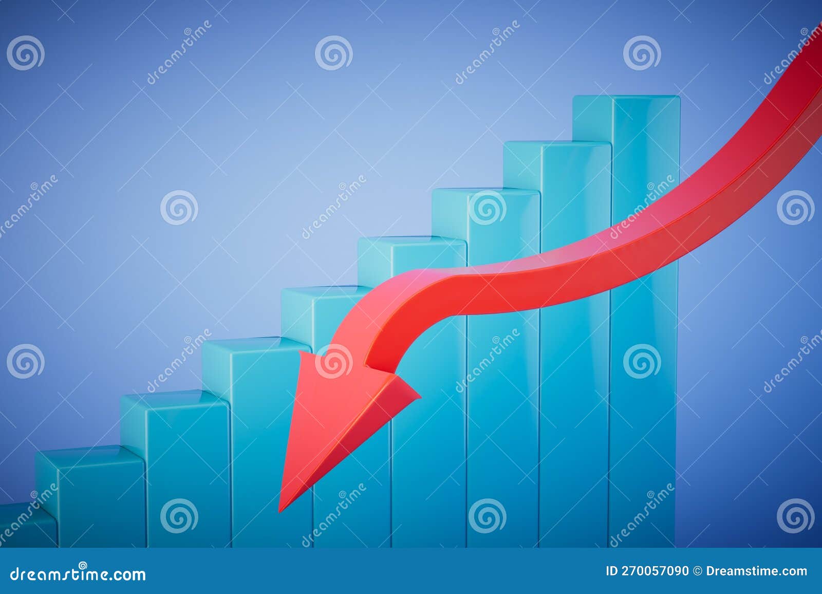 Decline in Income. a Graph and a Red Arrow Going Down on a Blue ...