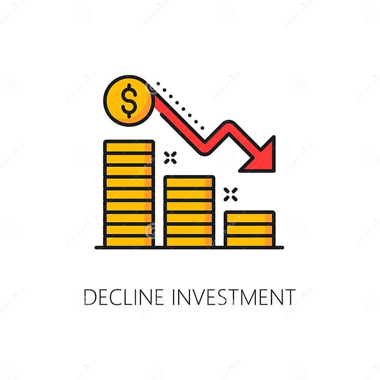 Decline Investment Arrow Graph Color Line Icon Stock Vector - Illustration of investment ...