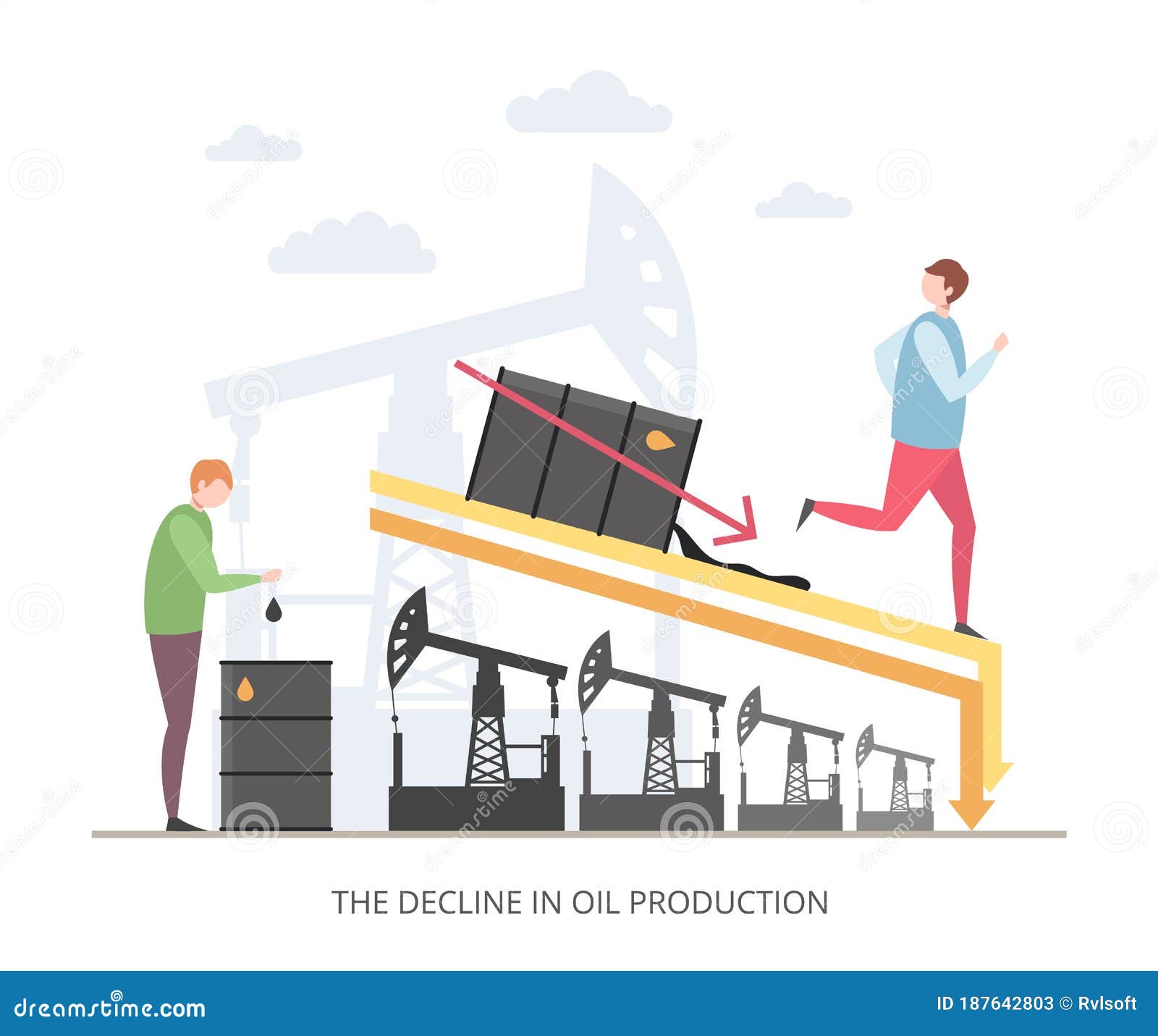 Decline In Production As A Financial Inflation Cause Web Banner Vector ...