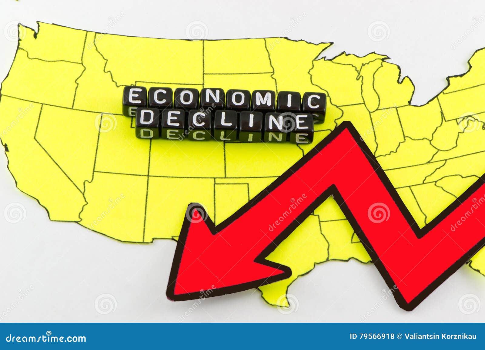 The Decline of the US Economy As a Symbol Stock Photo - Image of global ...