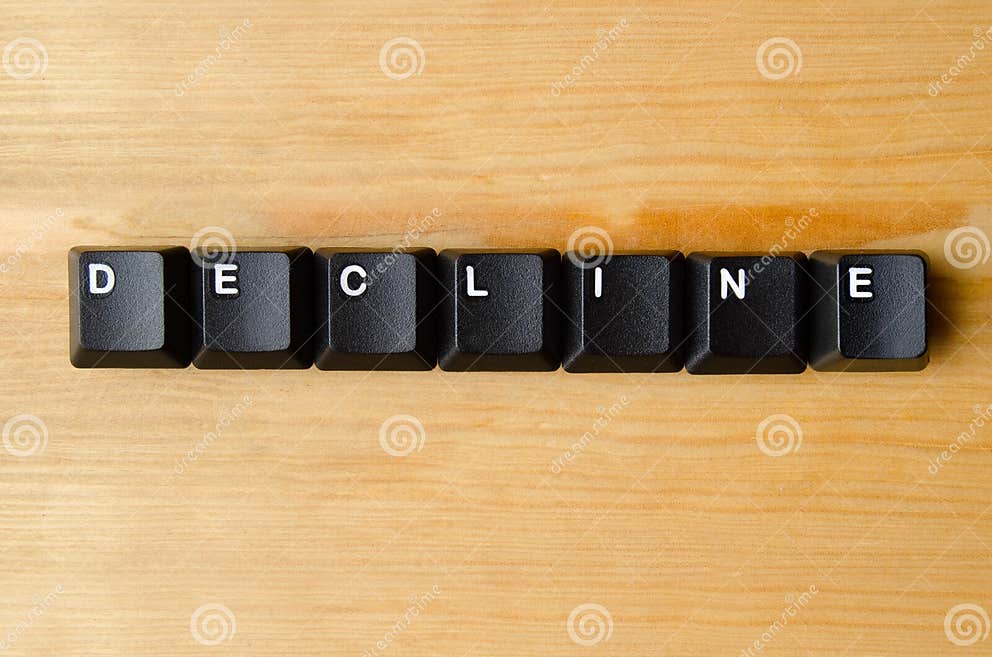 Decline word stock image. Image of wood, keypad, refuse - 95051643