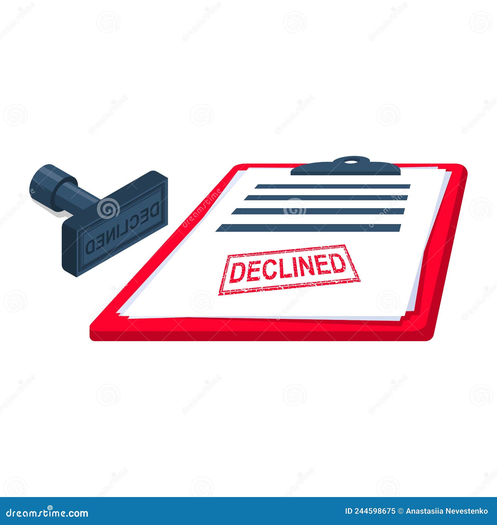 Declined Concept. Stamping Declined. the Official Document is Rejected ...