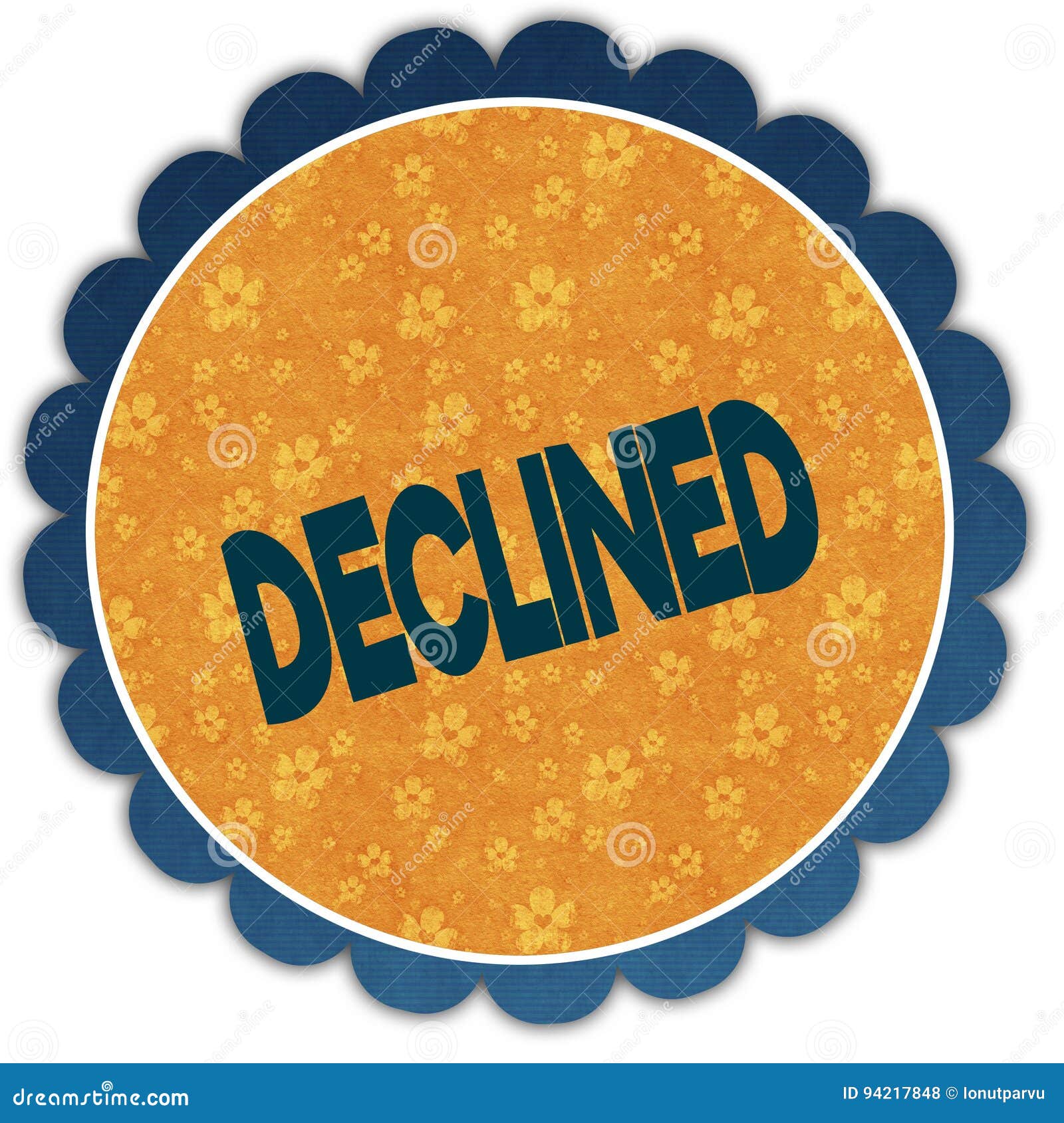 DECLINED Text on Flower Label. Stock Illustration - Illustration of ...