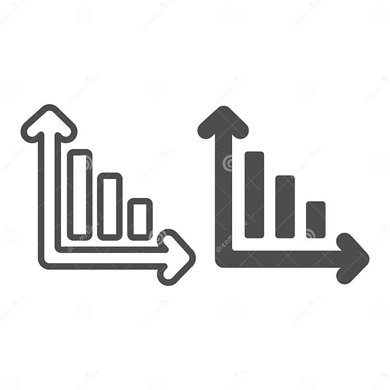 Declining Bar Graph, Decrease Bar Chart Line and Solid Icon, Diagram Concept, Graph Down Vector ...