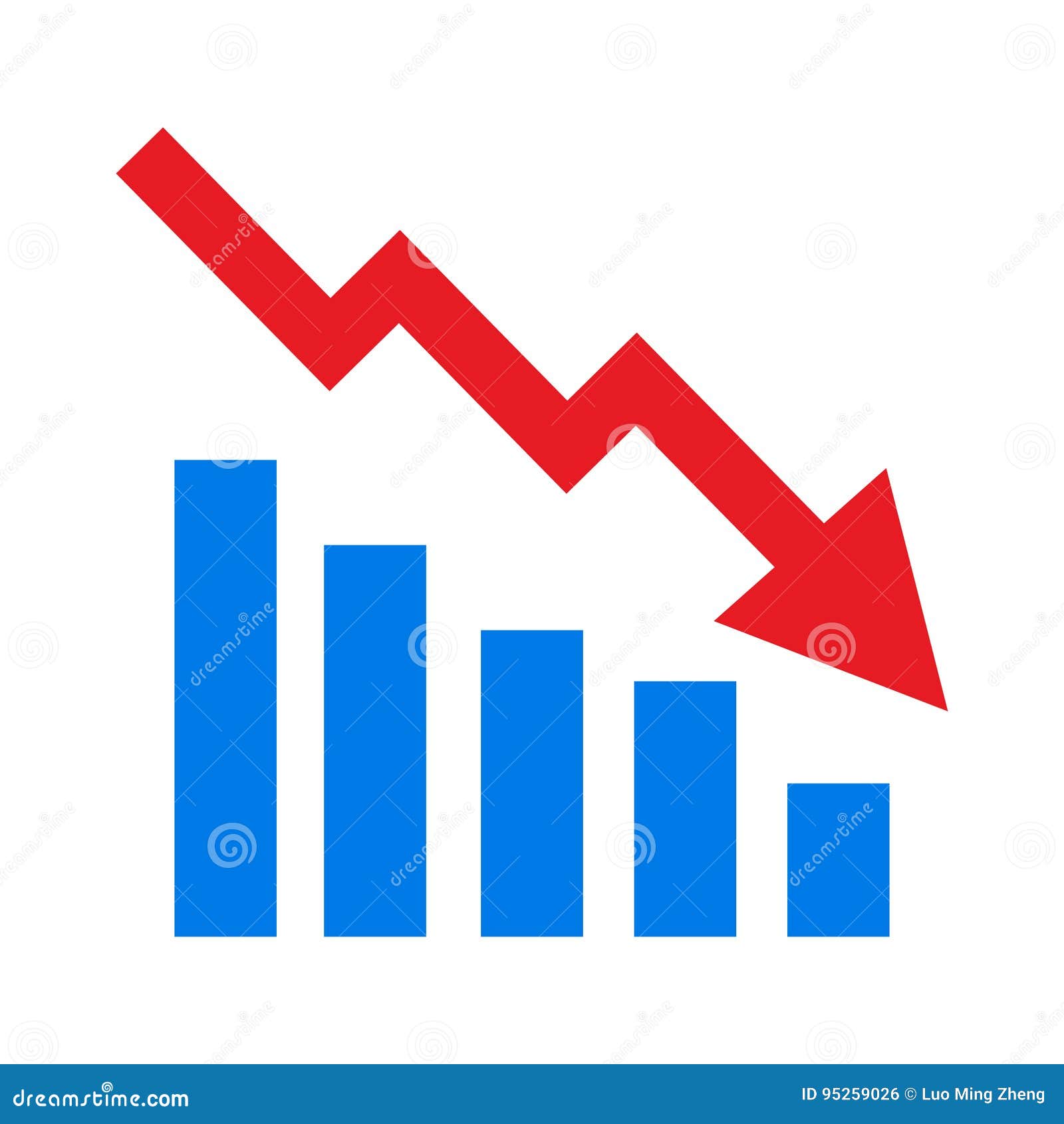 Declining Bars Graphic with Declining Arrow Stock Vector - Illustration ...