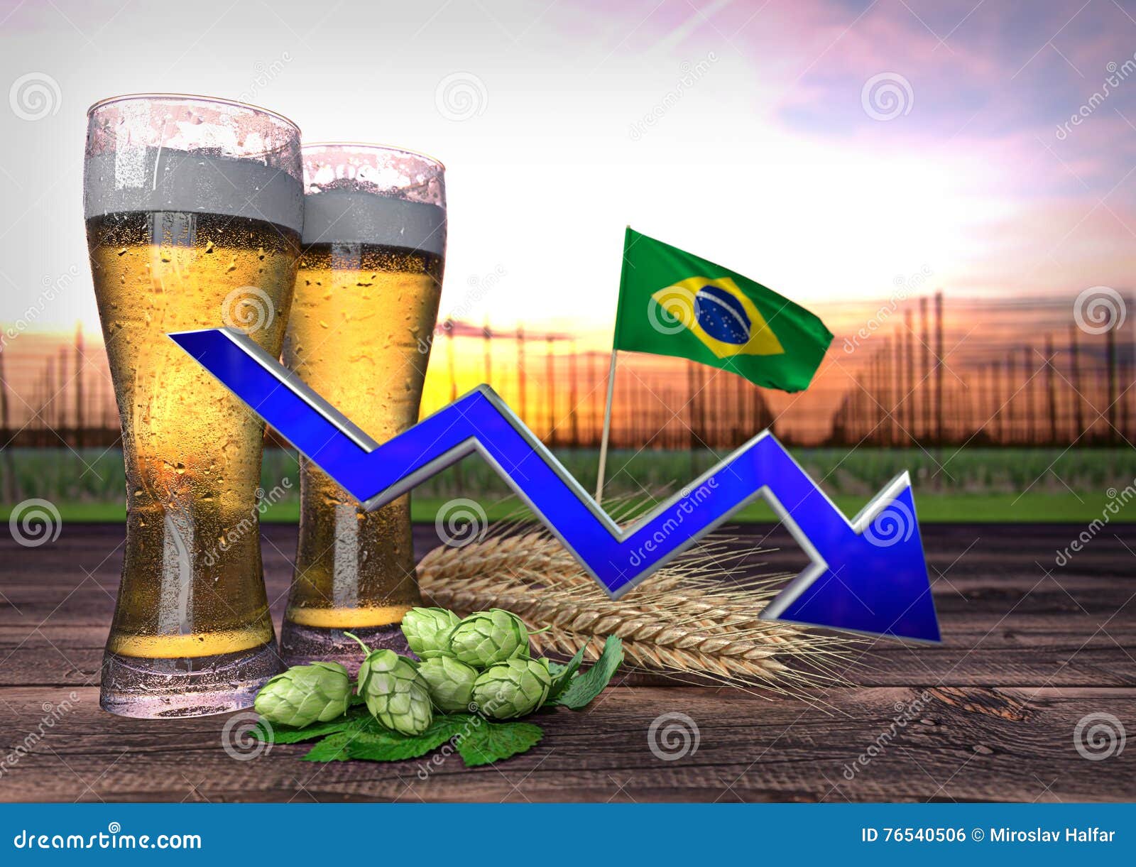 Declining Beer Consumption in Brazil. 3D Render Stock Photo - Image of ...