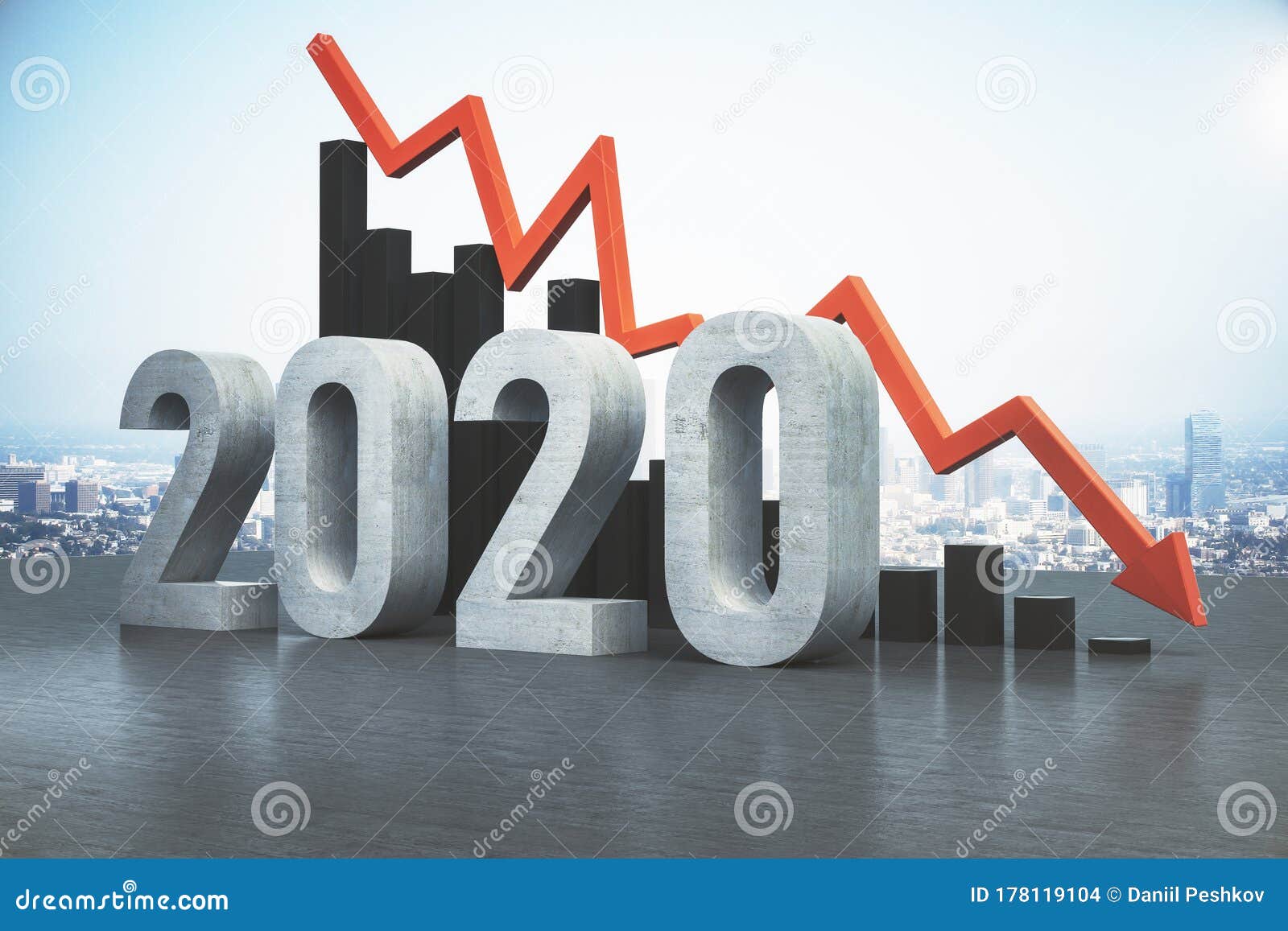 Declining Chart and Falling Red Arrow Stock Illustration - Illustration ...