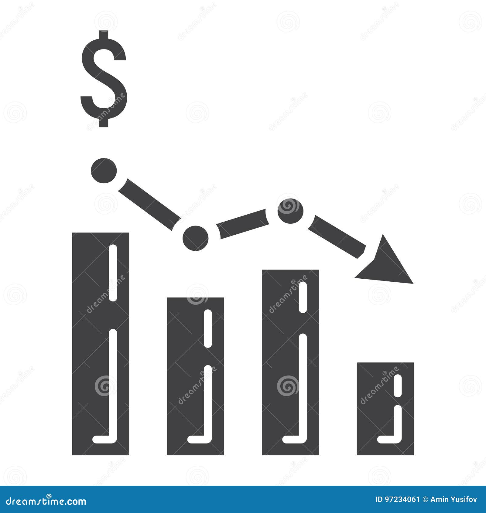 Declining Bar Graph, Decrease Bar Chart Line And Solid Icon, Diagram Concept, Graph Down Vector ...