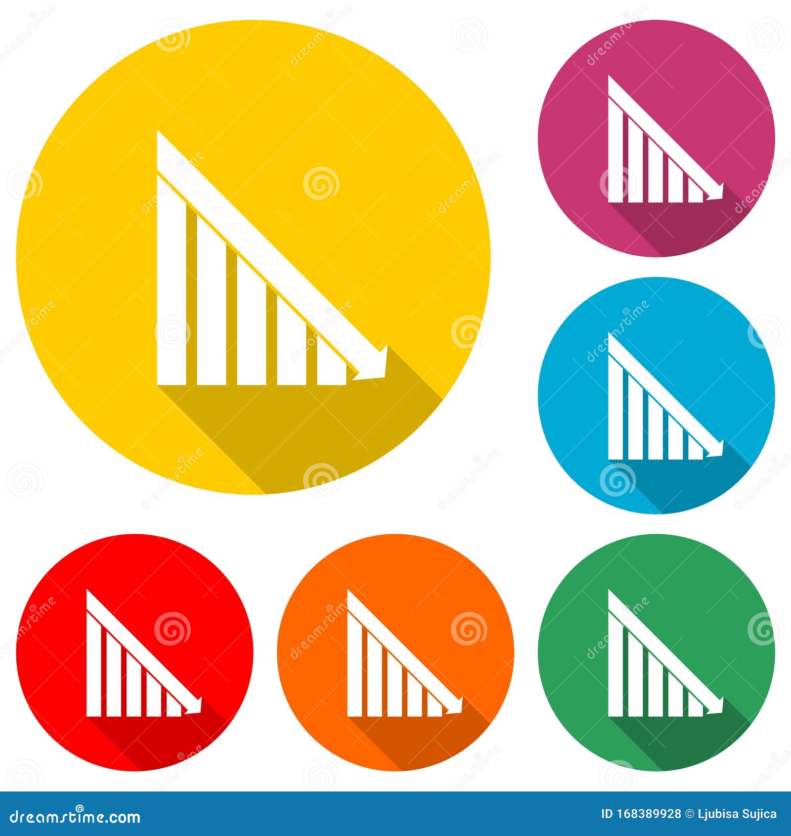 Declining Graph Icon, Flat Icon with Long Shadow Stock Vector ...