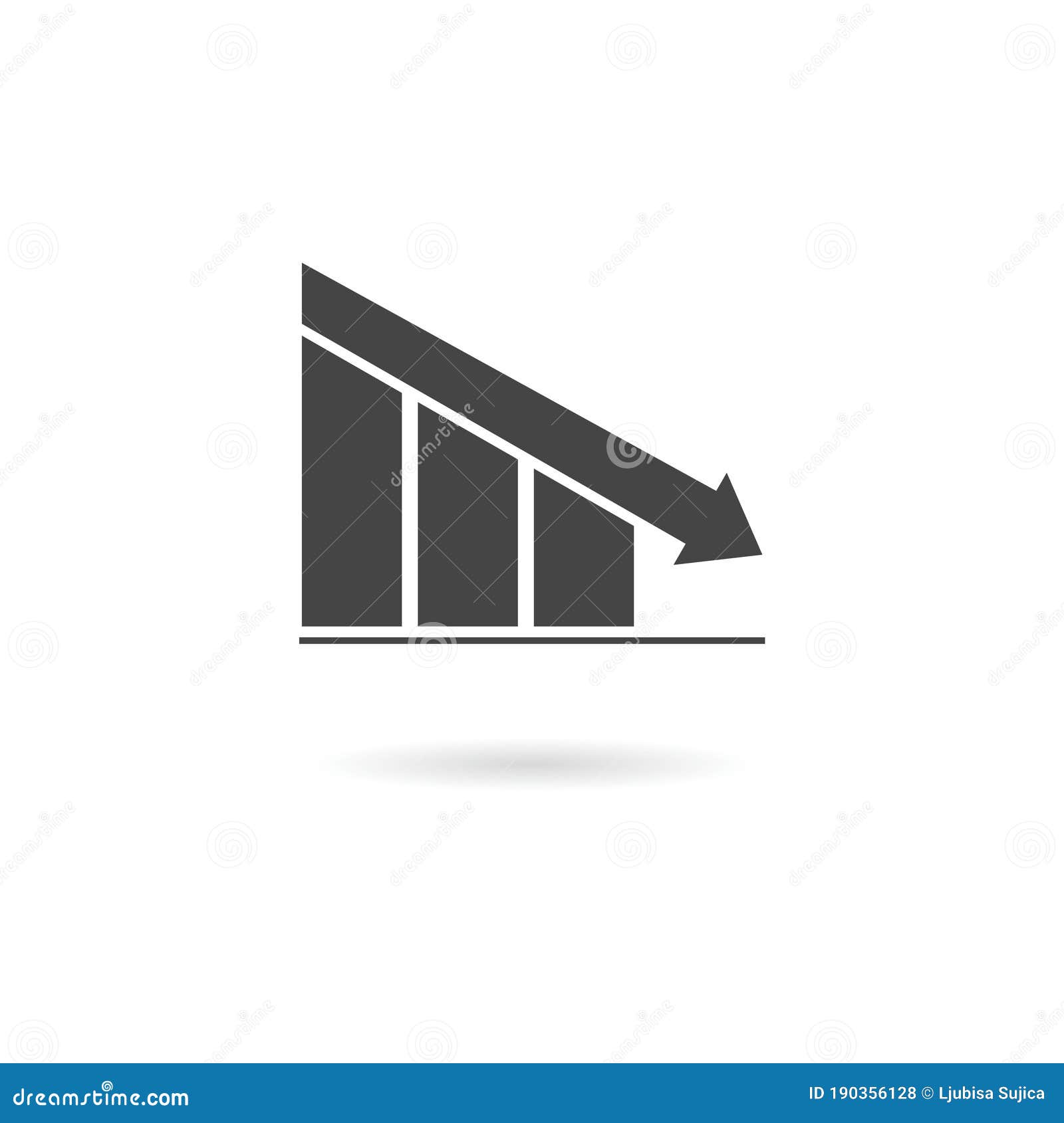 Declining Graph Icon with Shadow Stock Vector - Illustration of flat ...