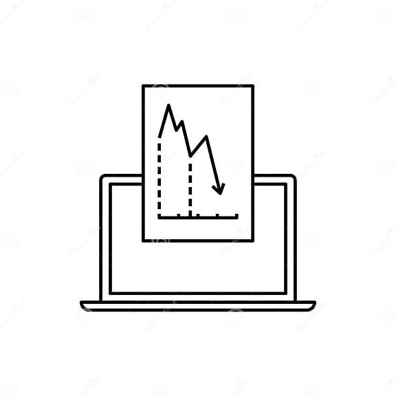 Declining Graph on Laptop Icon Stock Vector - Illustration of economy ...