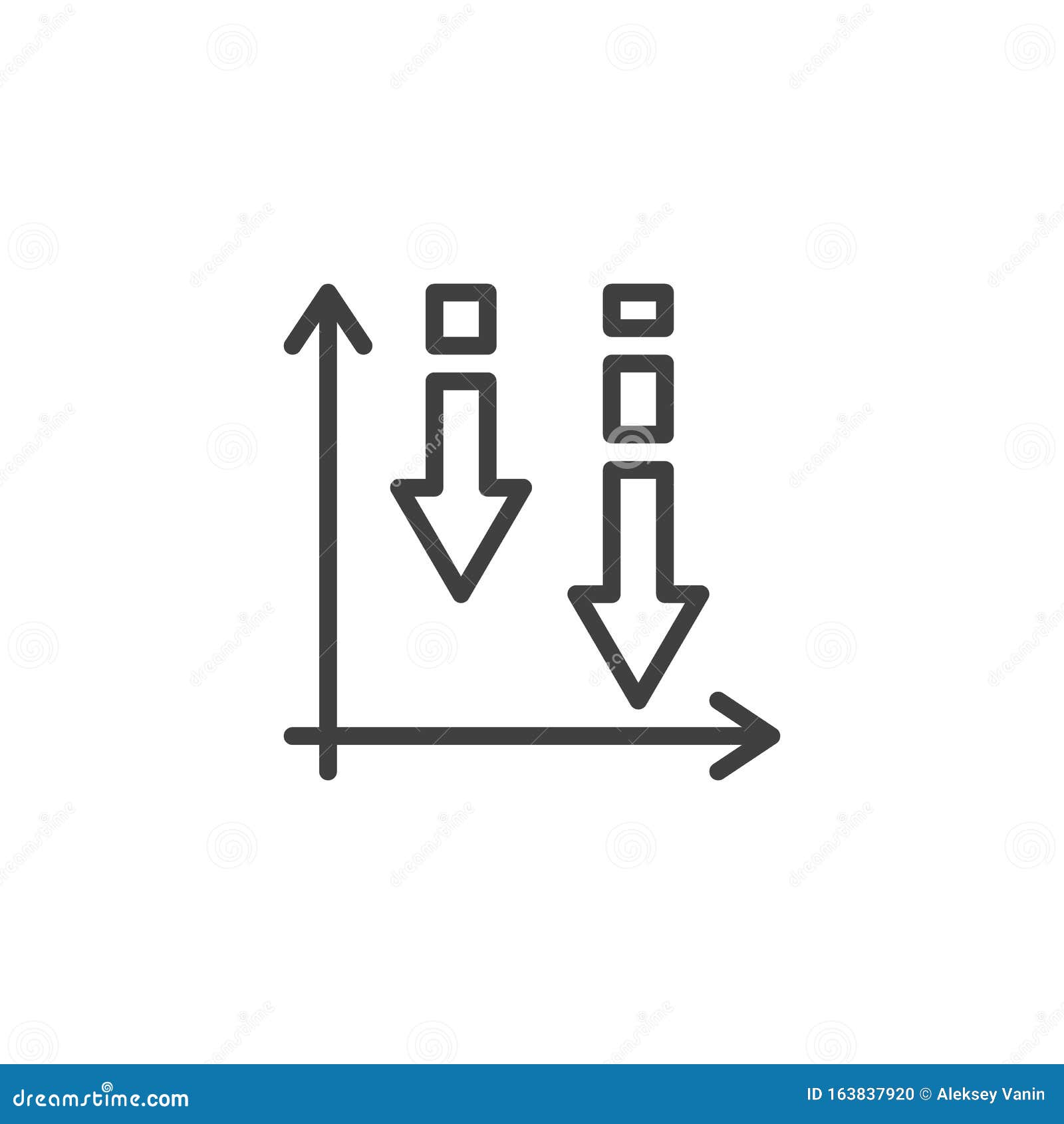 Declining graph line icon stock vector. Illustration of pixel - 163837920