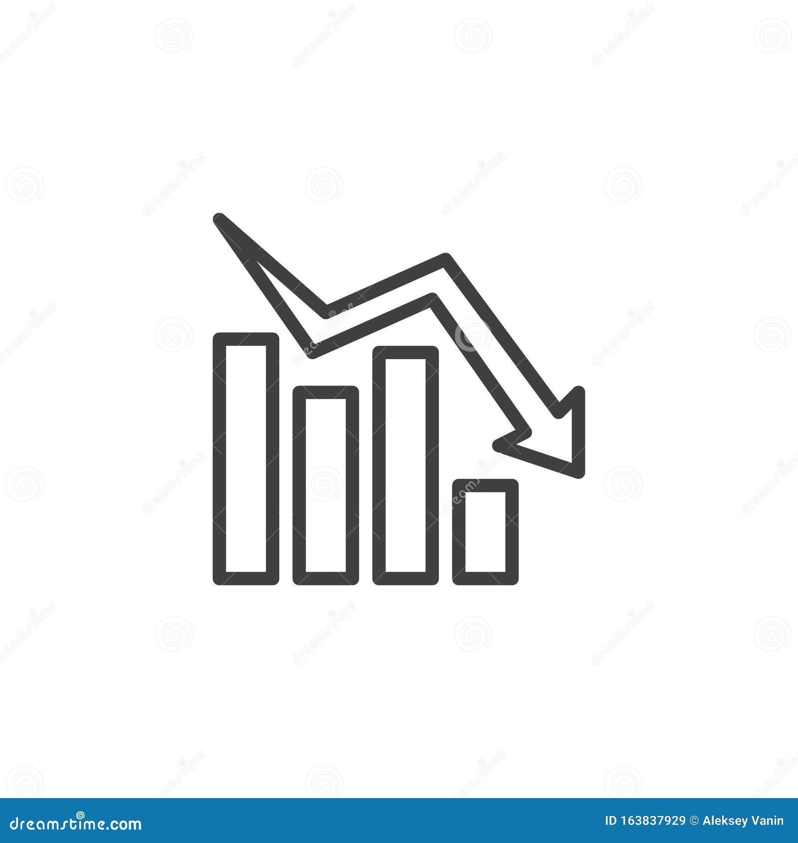 Declining graph line icon stock vector. Illustration of pixel - 163837929