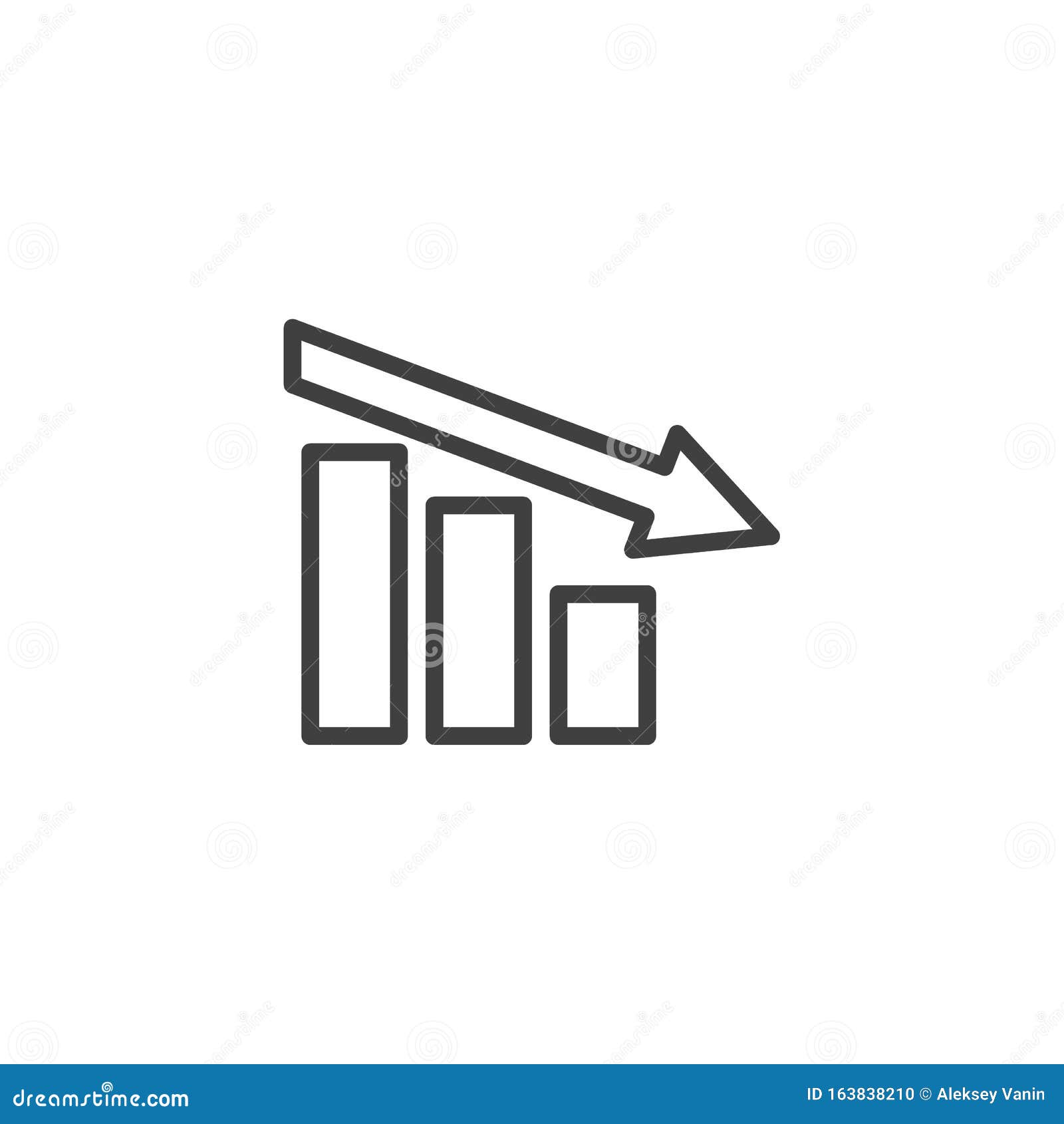 Declining graph line icon stock vector. Illustration of chart - 163838210