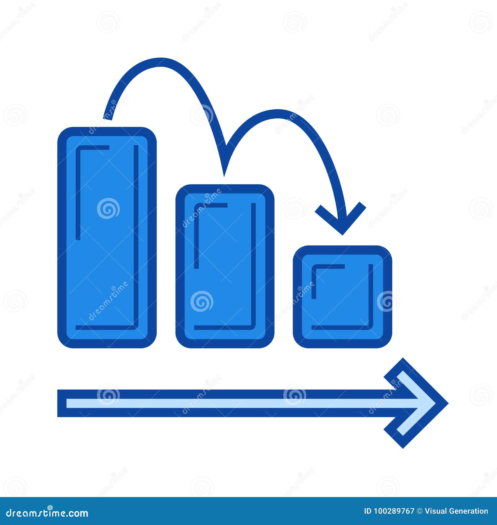 Declining graph line icon. stock vector. Illustration of fall - 100289767