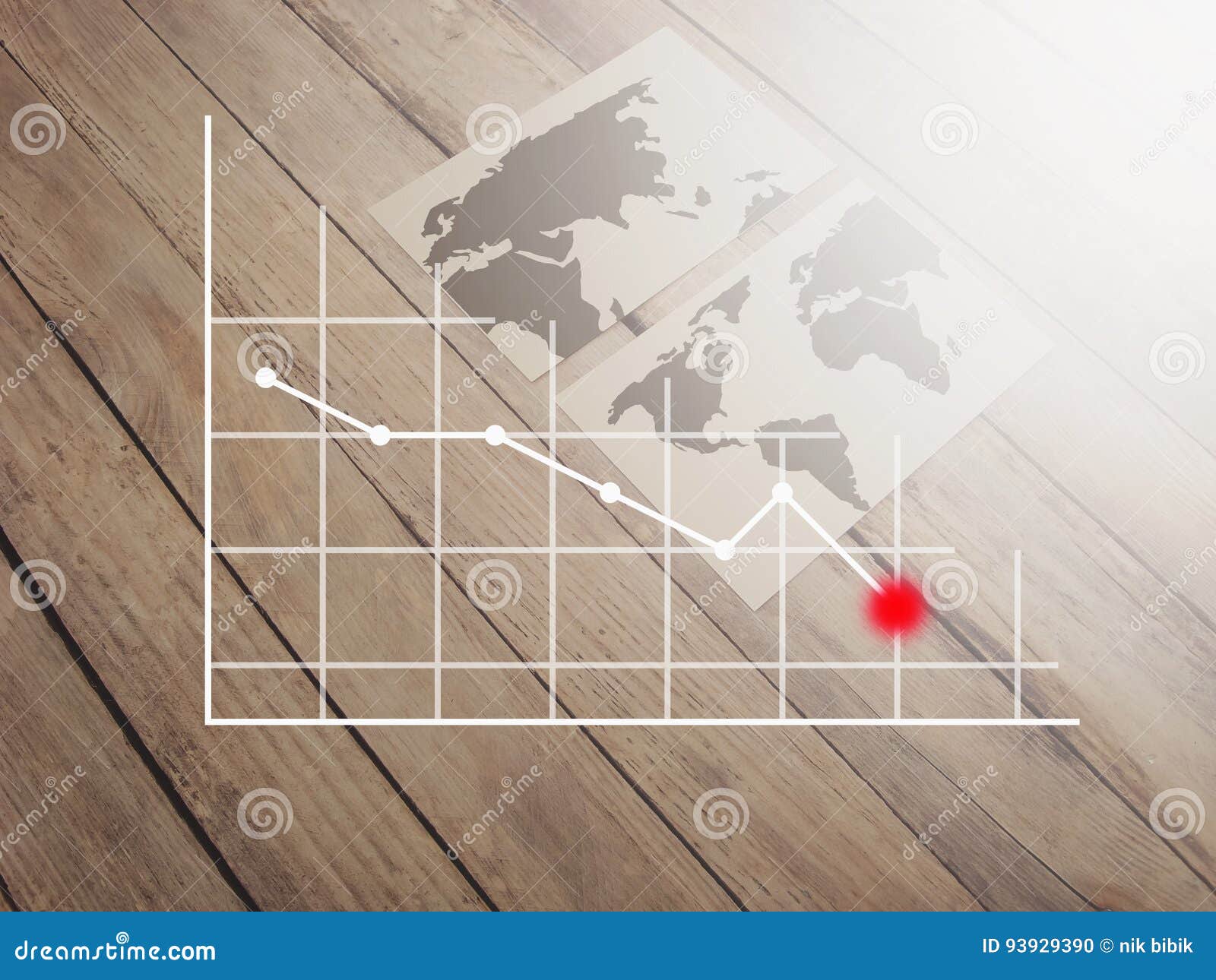 Declining Graph. Printed on Paper Stock Illustration - Illustration of ...